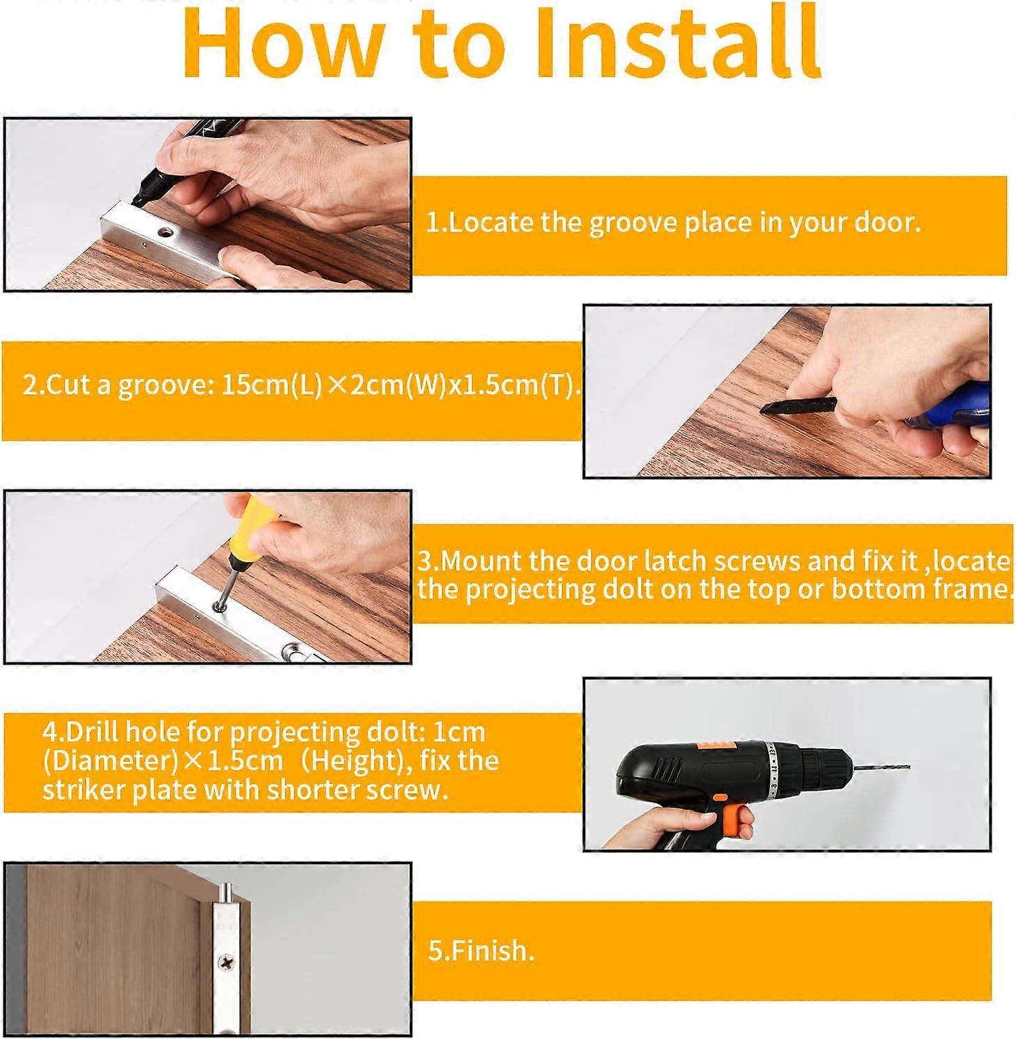 2 Pieces Hidden Door Latch Security Bolt, Lever Handle Sliding Latch ...