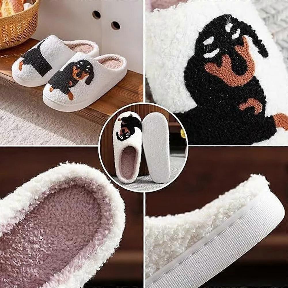 Doxie Slippers, Dachshund Slippers for Women, Animal Cartoon Weiner Dog ...