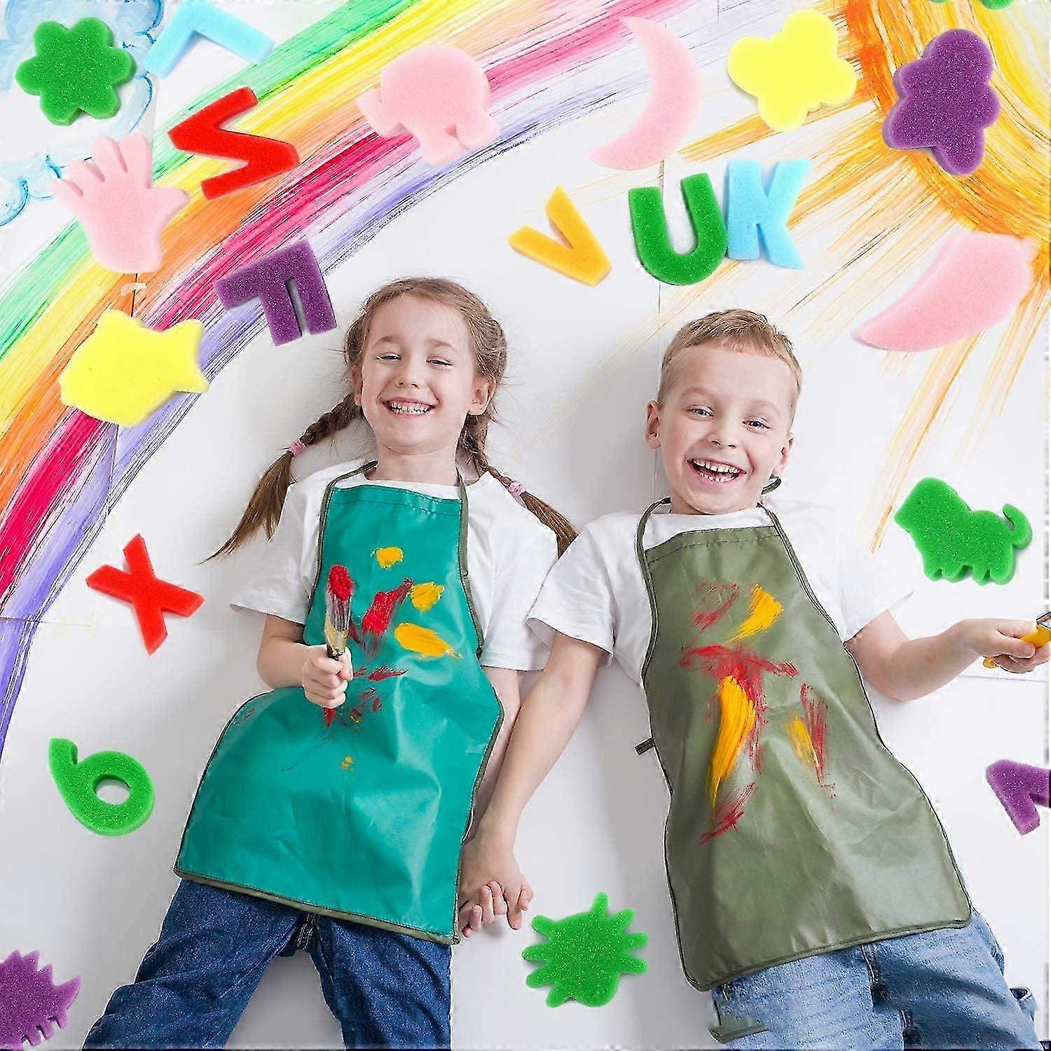 64 Pieces Sponge Painting Kit for Kids, Alphabet Numbers Animal Paint ...
