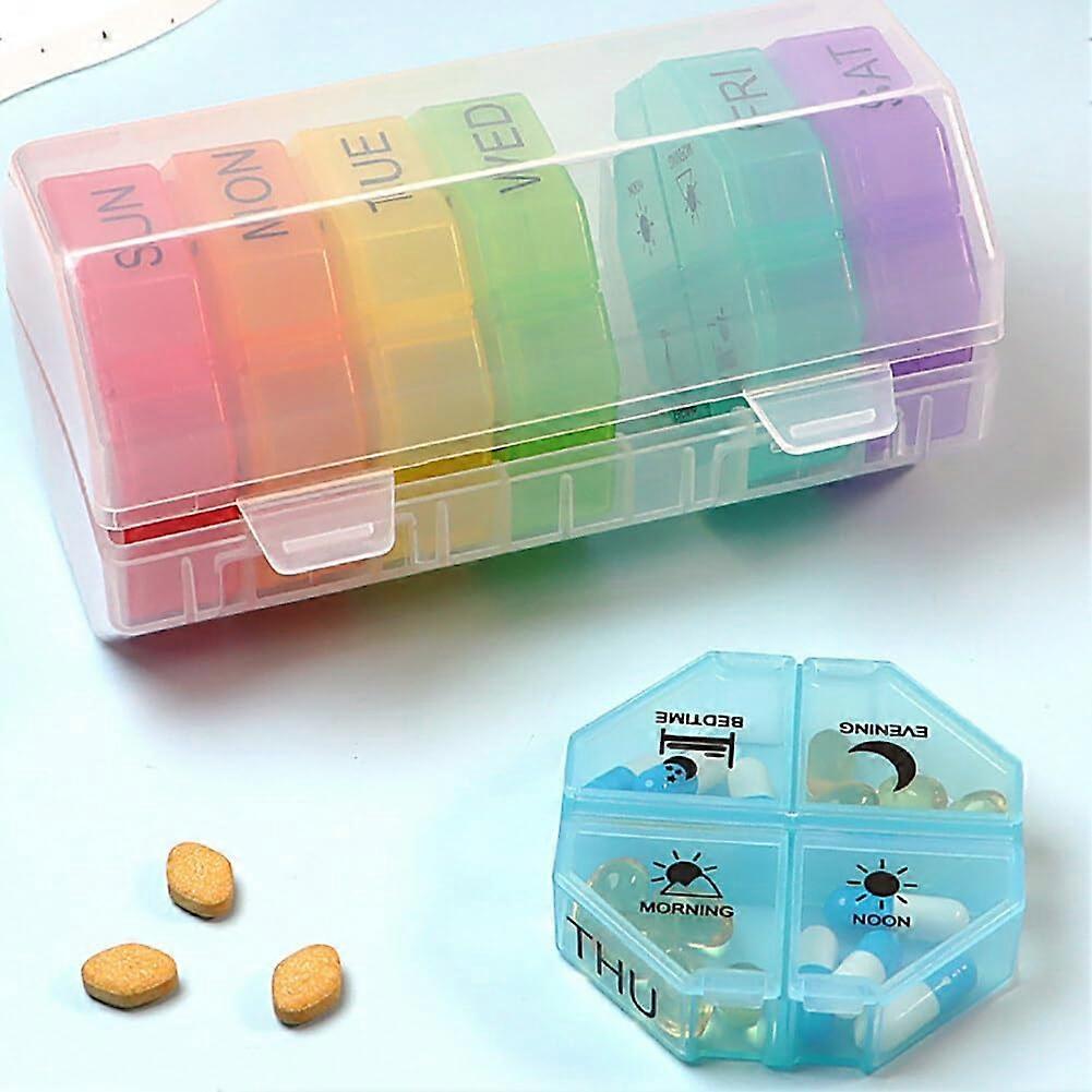 Pill Box 7 Days Morning noon Evening Night, Pill Box Medication Box 7 ...