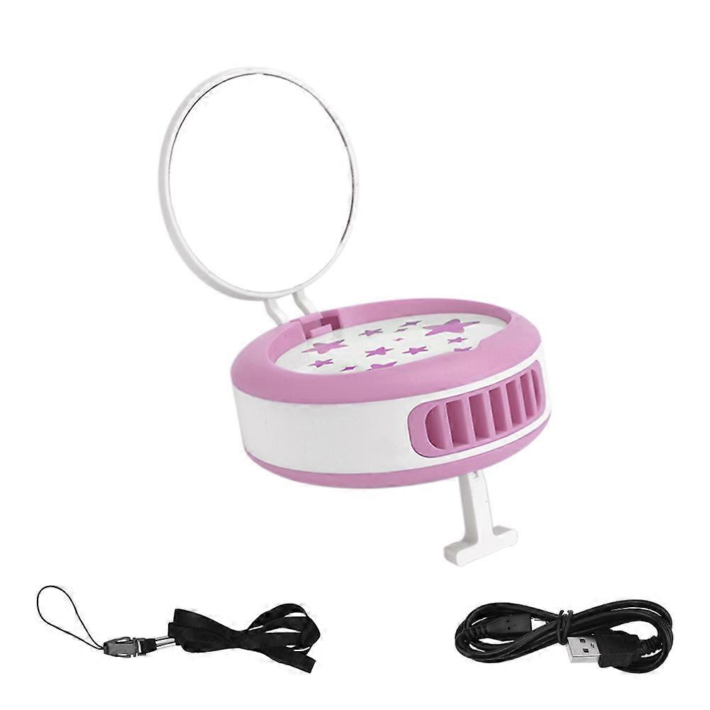 Desk Top Mirror Mini Fan Summer Portable USB Charging Makeup Mirror Fan ...