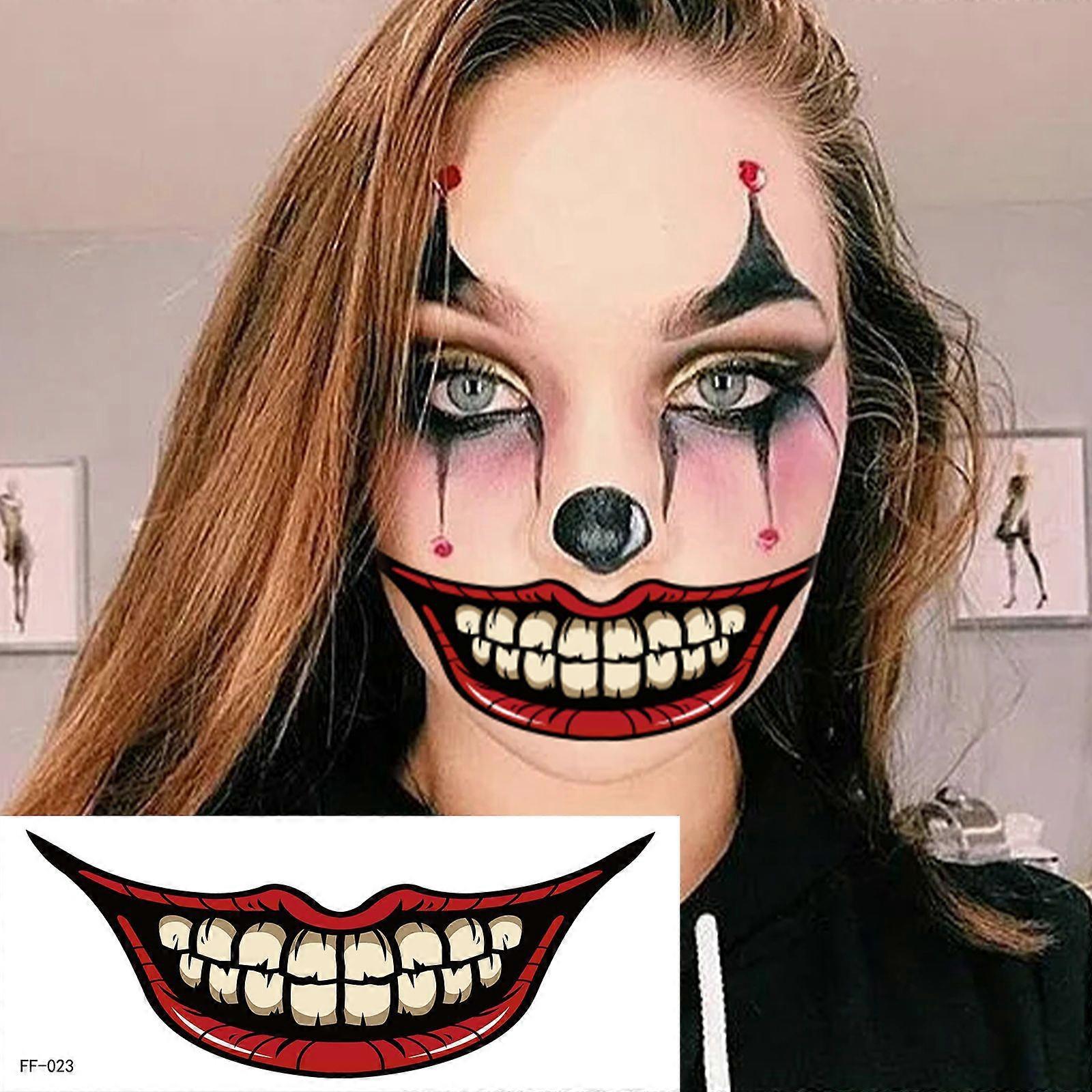 1Pcs Halloween PVC Tattoo Stickers Horror Lips DIY Stickers Big Mouth ...