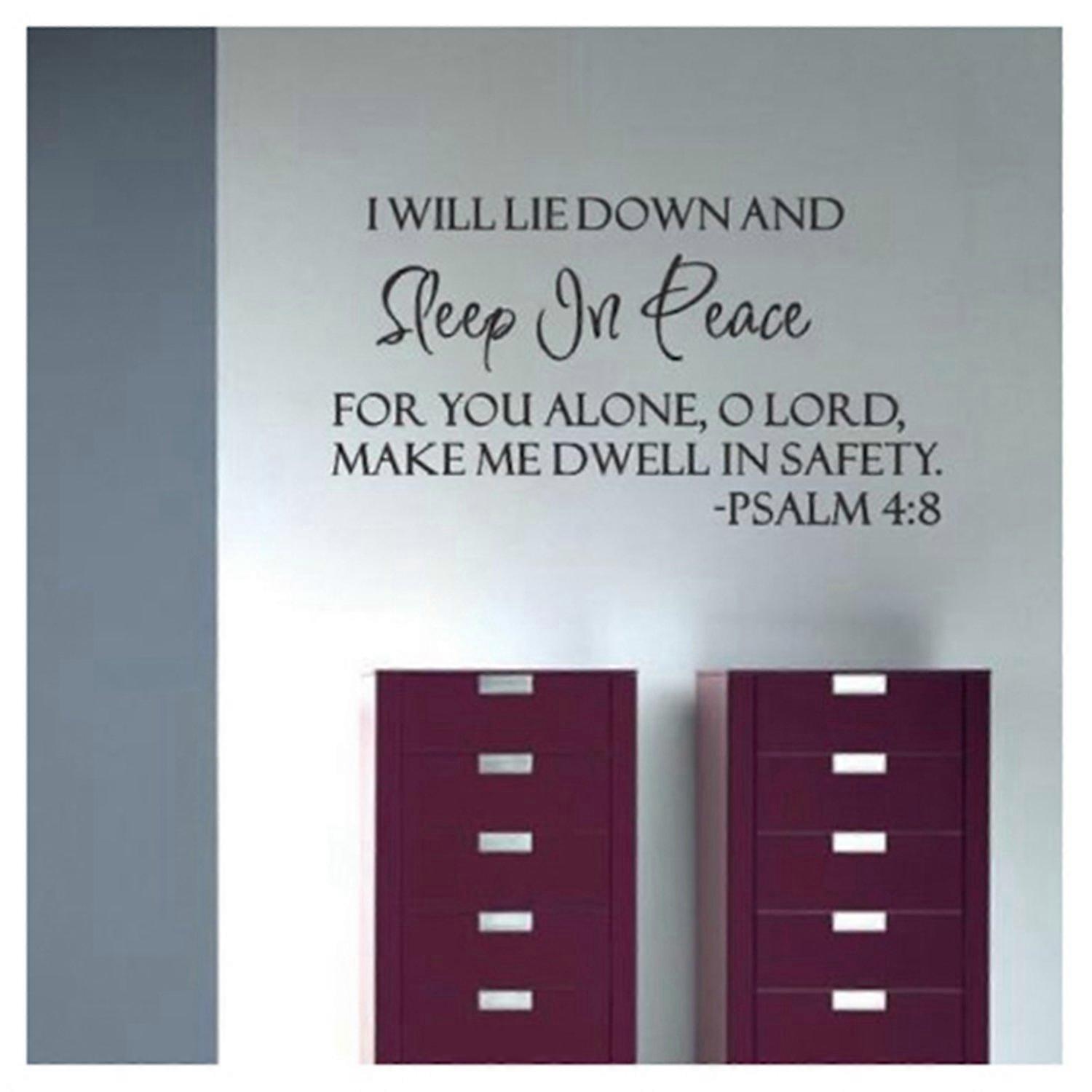Sleep In Peace Psalm 4:8 Bible Verse Lettering Wall Decal Decor Quote ...