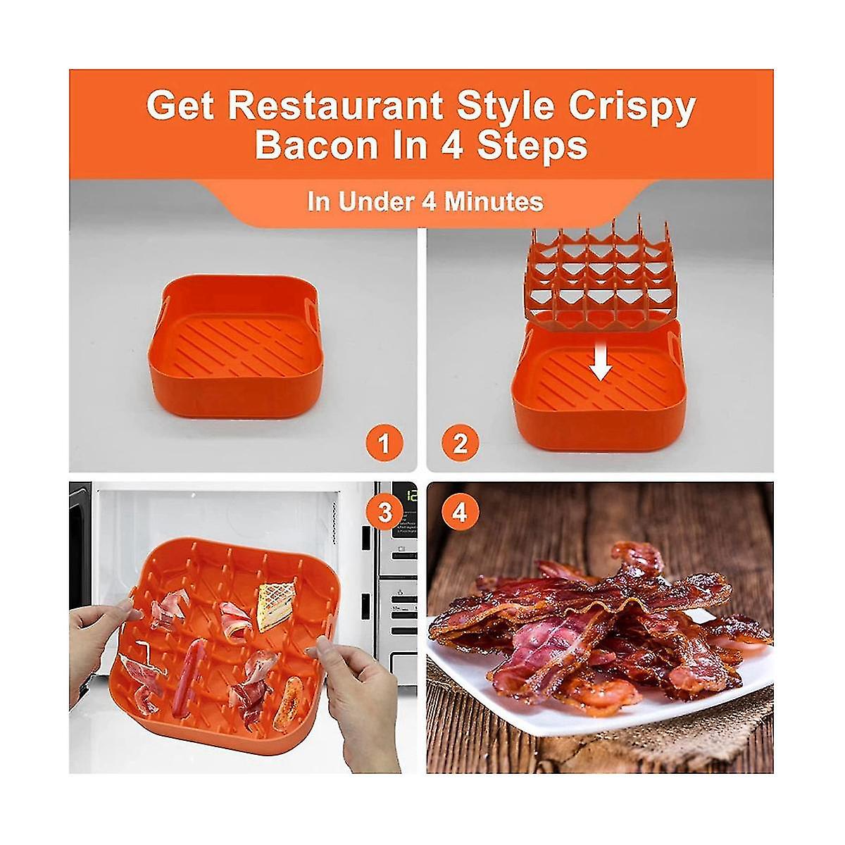Silicone Bacon Cooker Bacon Cooker Tray Bacon Rack Tray And Grease ...