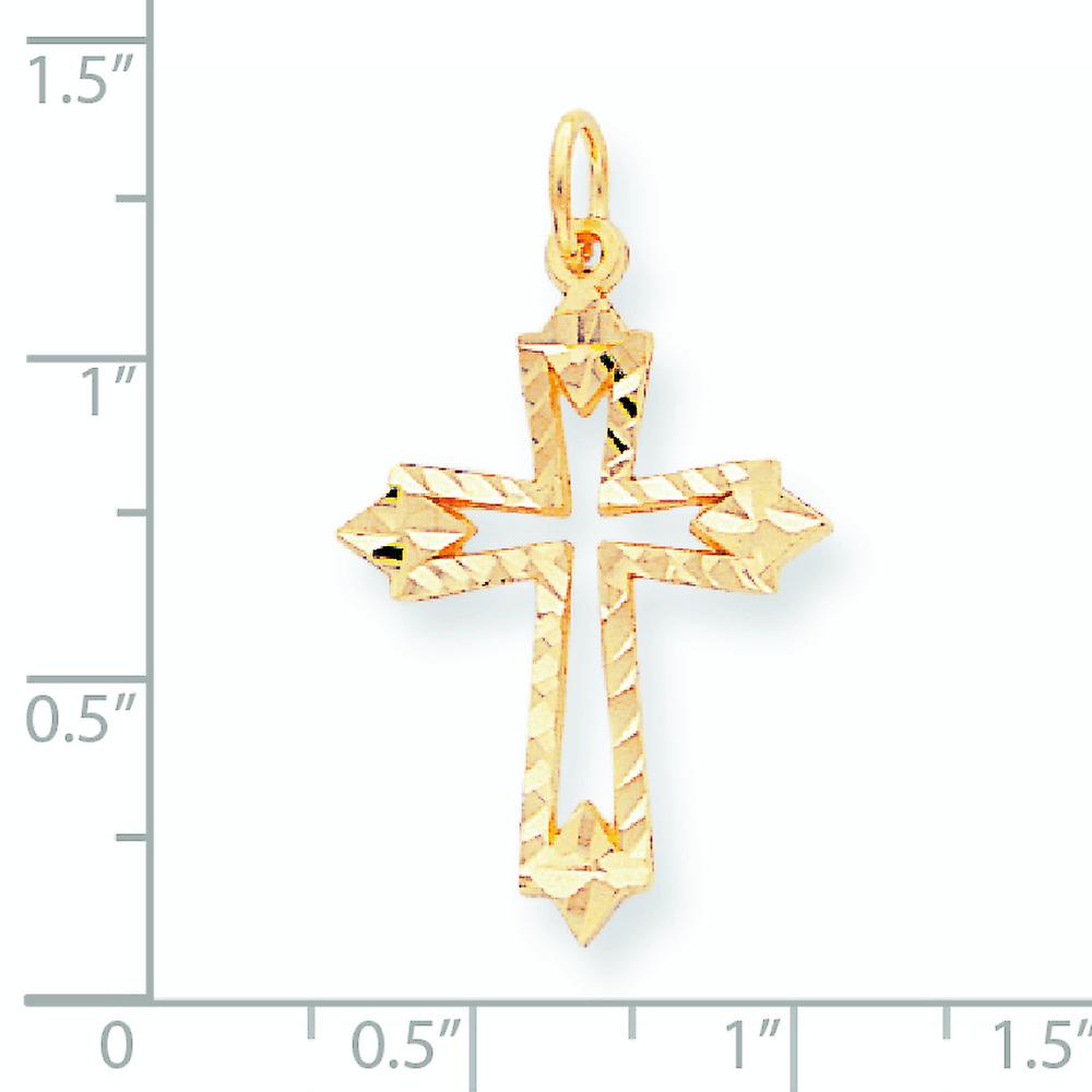 10k Yellow Gold Solid Religious Faith Cross Charm Pendant Necklace ...