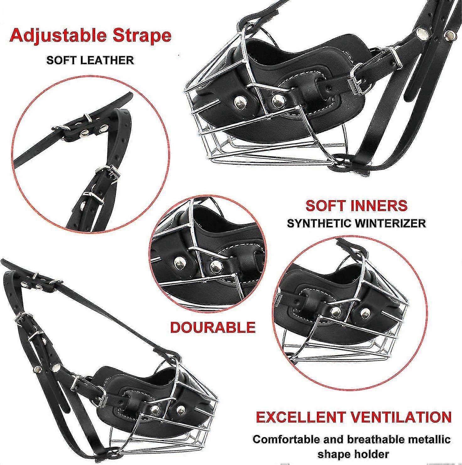 Super Metal Muzzle Dog Muzzles Leather Muzzle For Large Dogs | Fruugo UK