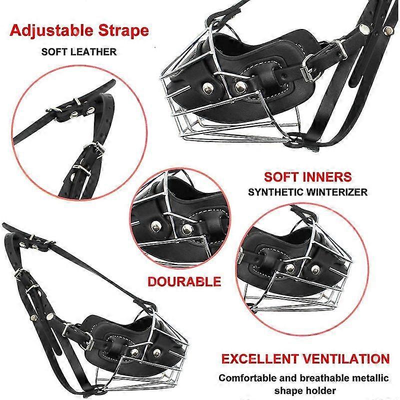 Barsinfi Super Metal Muzzle Dog Muzzle Leather Muzzle For Large Dogs ...