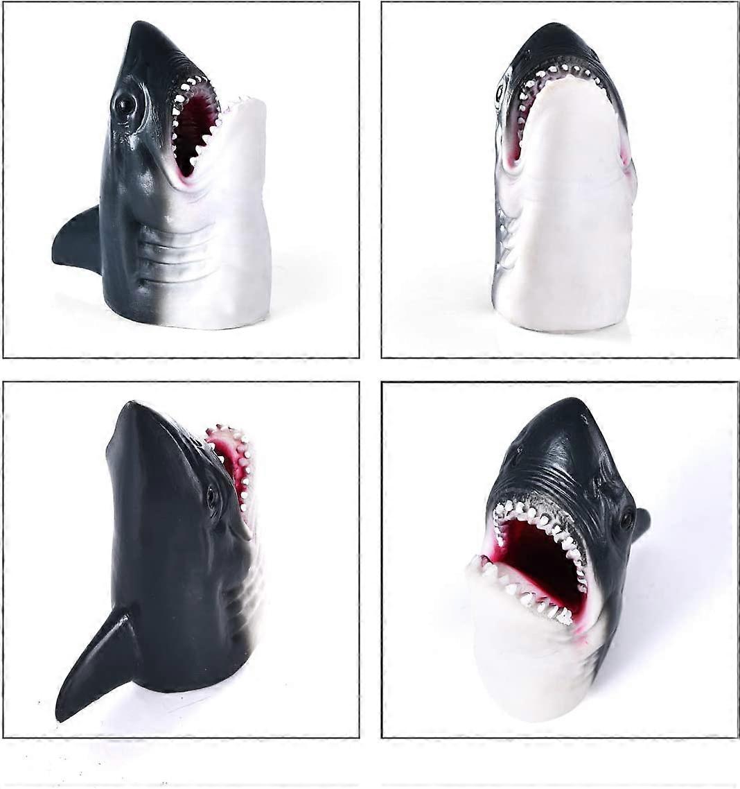 Shark Puppets Soft Rubber White Shark Head Realistic Hand Puppets ...
