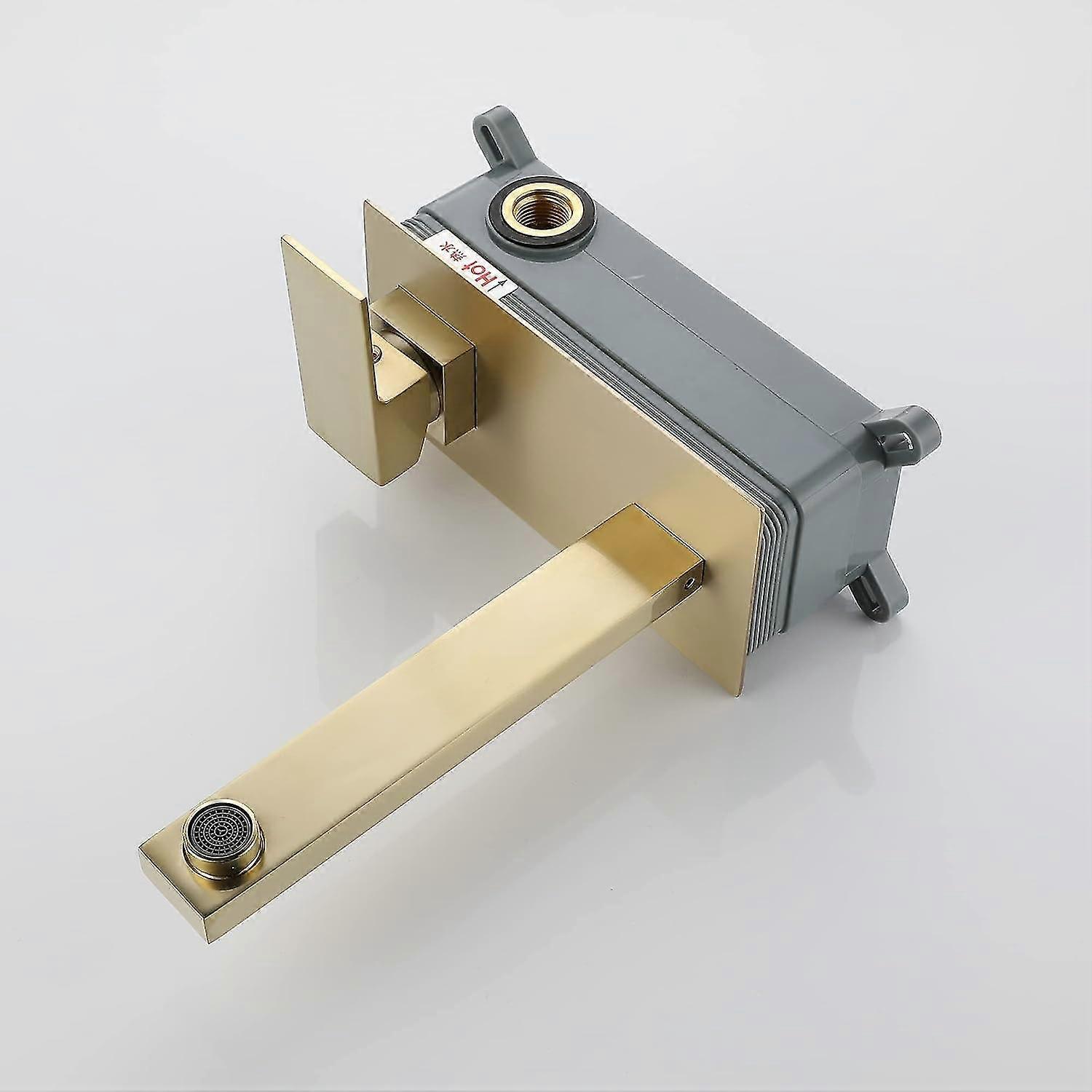 Wall Mounted Bathroom Faucet Concealed Mixer Brushed Gold Brass Mixer ...