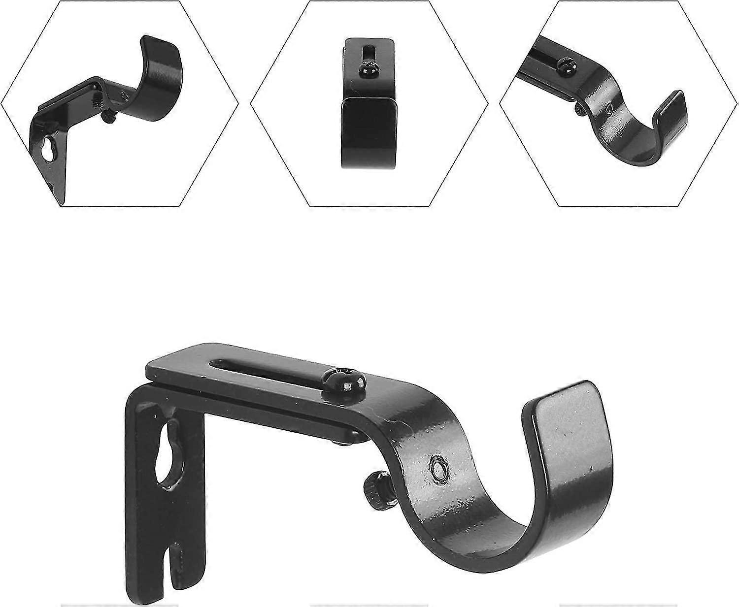 2 Pcs Adjustable Curtain Rod Wall Bracket Stainless Steel Fixings for ...