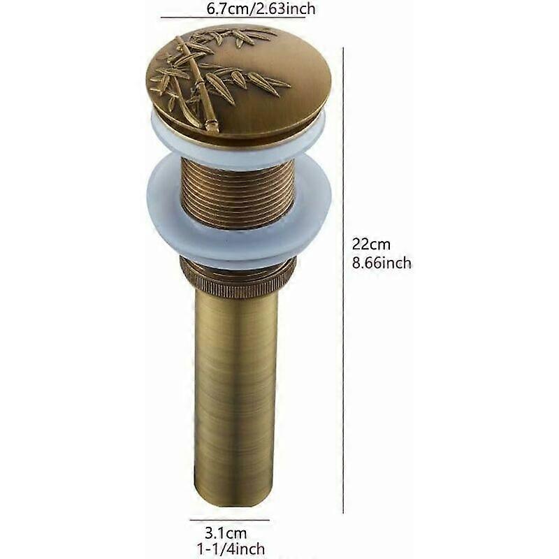 Automatic Push Open Sink Drain, Antique Brass Click-Clack Pop-Up Drain ...
