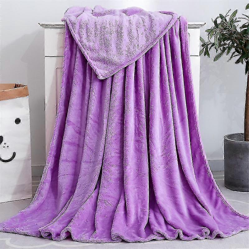 Soft Coral Fleece Blanket Faux Fur Mink Sofa Throw Blanket Solid Color Bedspread Winter Warm ...
