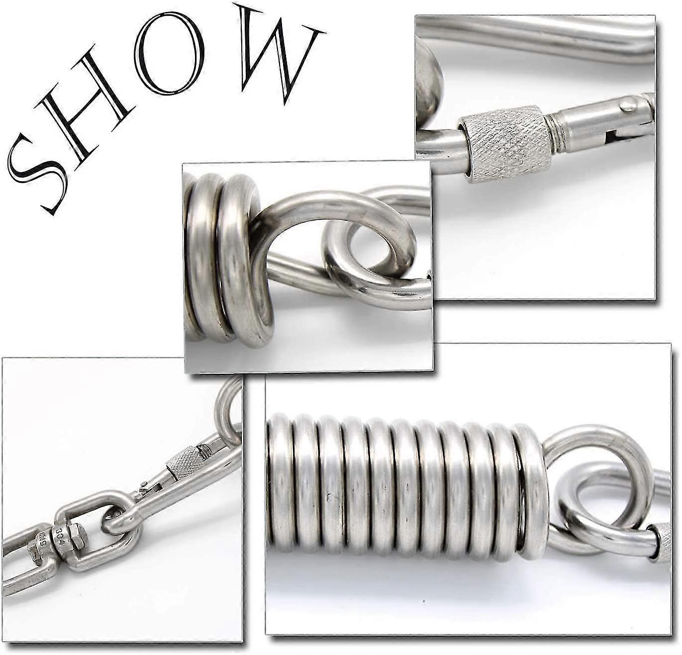 swing spring hook, 360rotate swing hangers with 2 carabiner, stainless ...