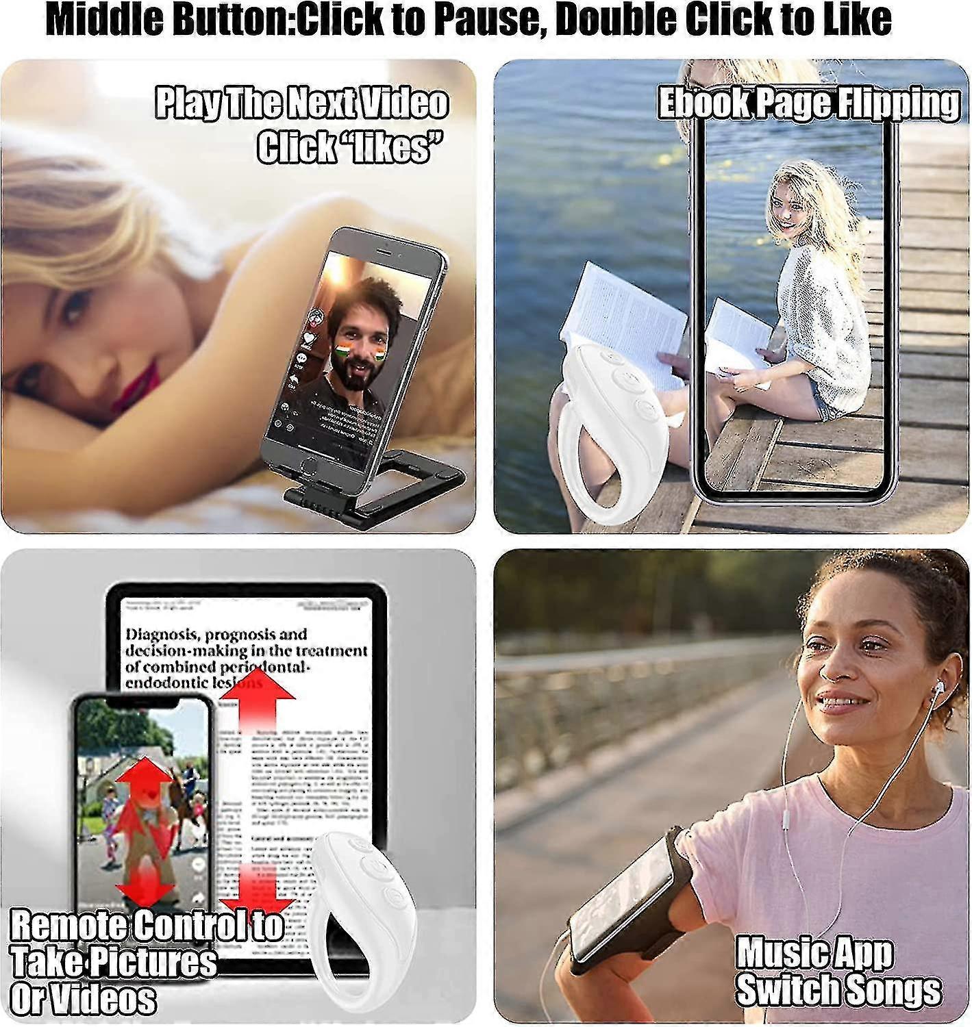 TIK TOK Bluetooth Remote Control, TIK TOK Wireless Page Turner Phone ...