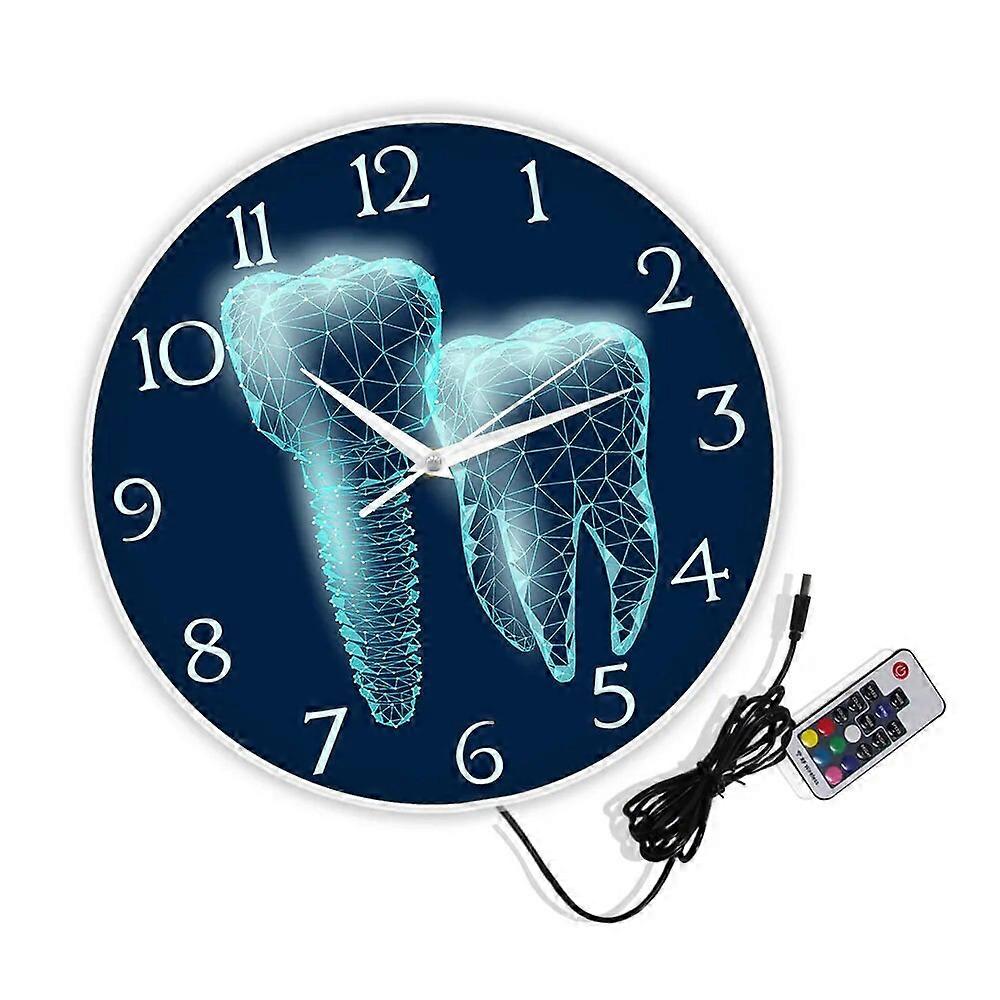 Molar Tooth Dental Implant LED Neon Sign Wall Clock For Dentist Office ...