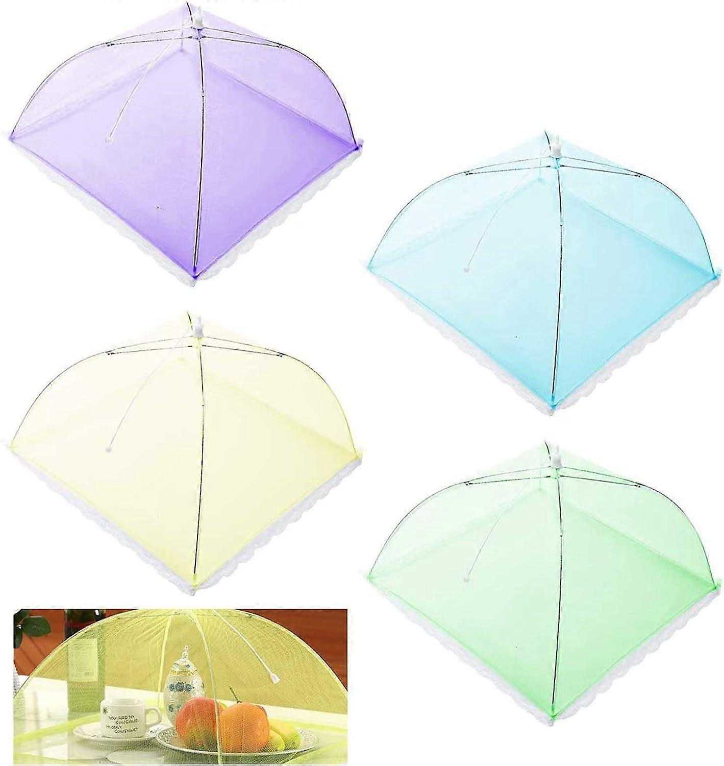 4pcs Foldable Food Cloche Fly Repellent Mesh Food Cover Folding Tent ...