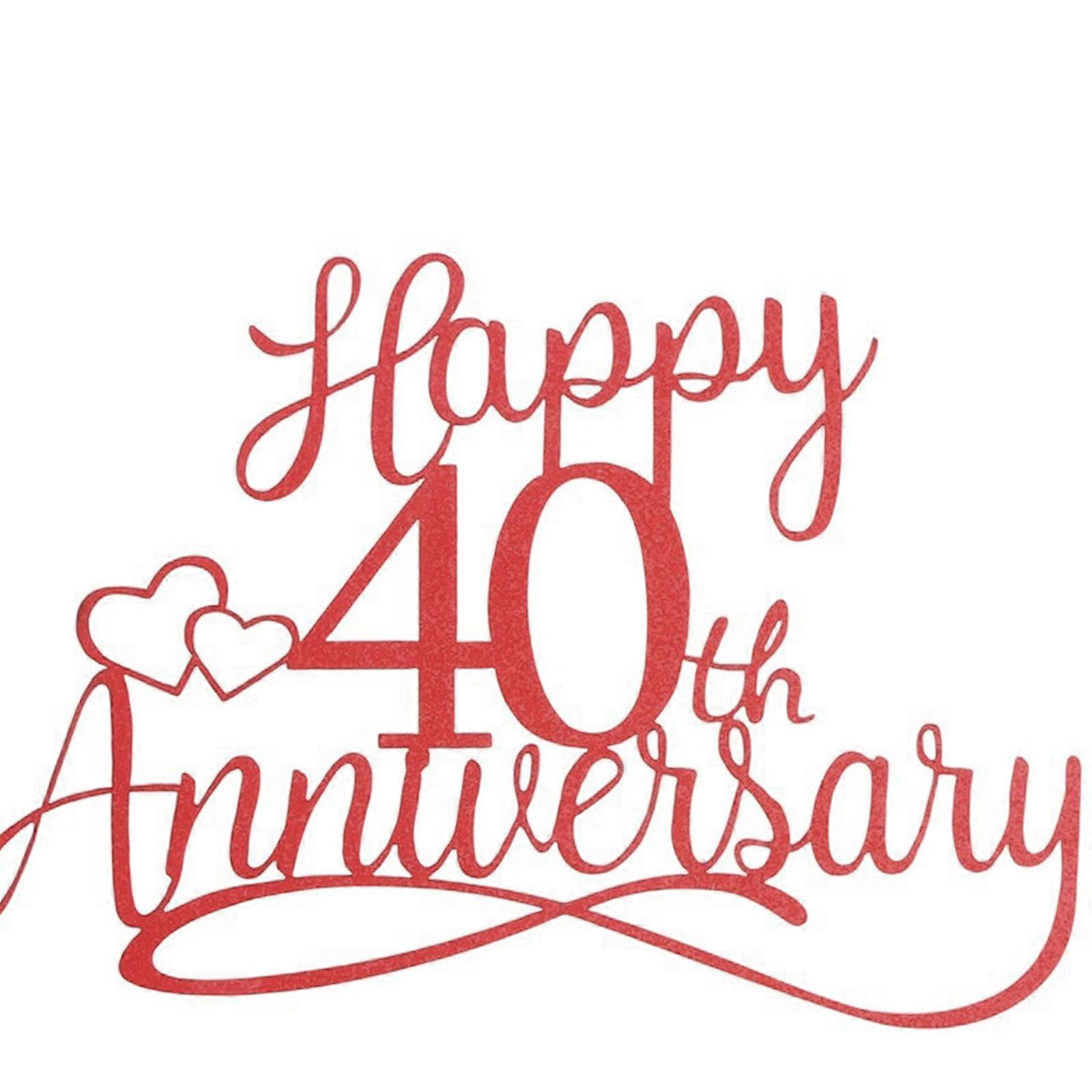 40th Wedding Anniversary Cake Toppers, 1Pcs Ruby Wedding Cake Topper ...