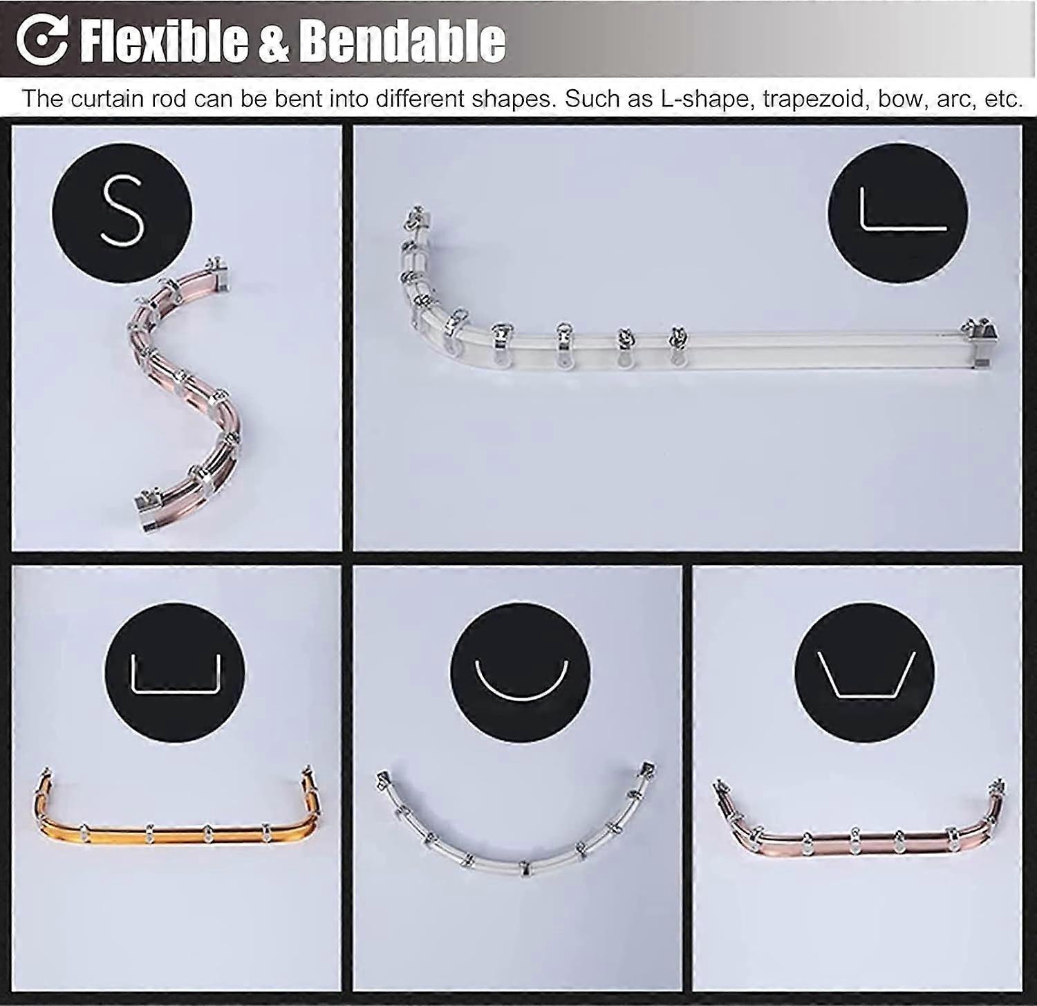 Ceiling Curtain Track Bendable Flexible Design for Bay Windows and Room ...