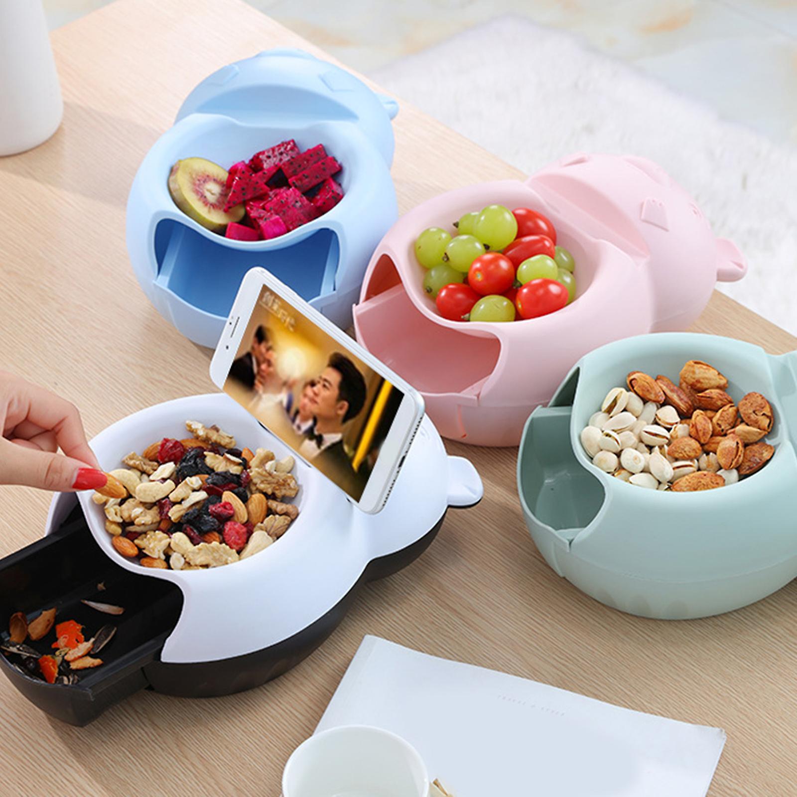 Cute Cartoon Animal Lazy Snack Bowl Double Layer Dried Fruit Plate Box ...