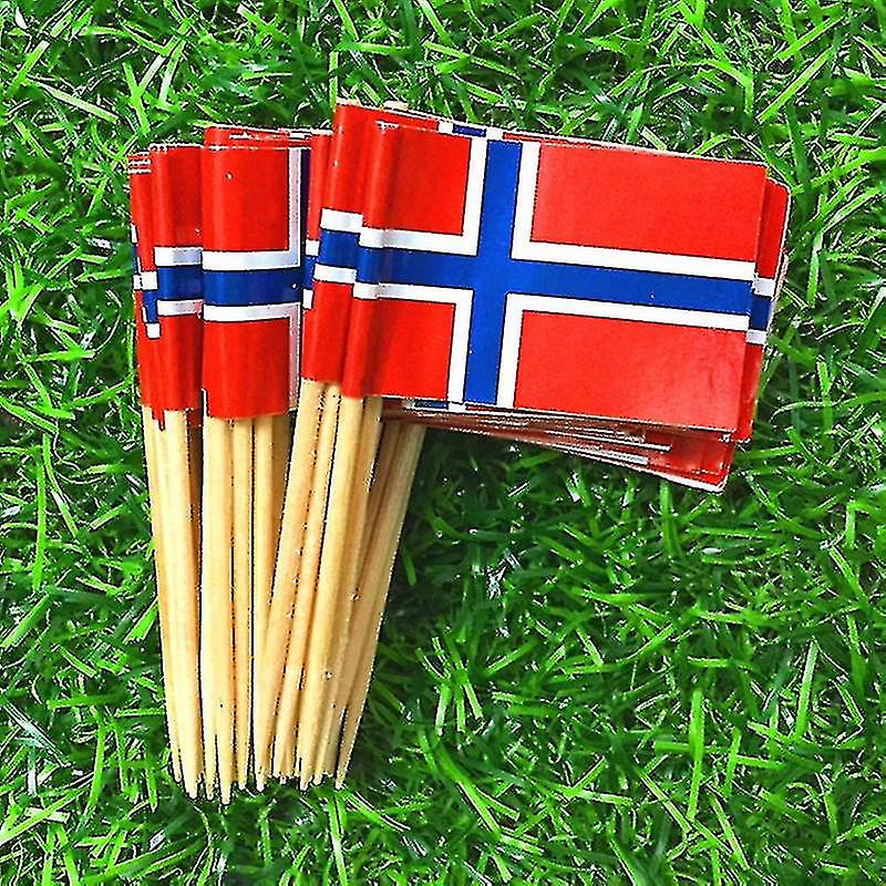 100pcs/set Mini Norwegian Flag Cake Cocktail Toothpick Stick Party Bar ...