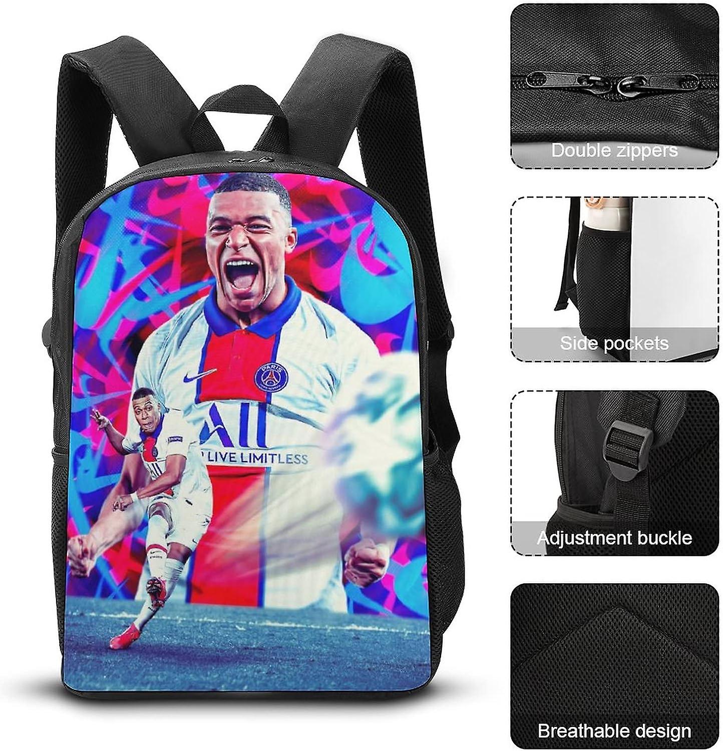 BIPERA Mbappe Bookbags 3D Printed Football Player School Backpacks Boys ...