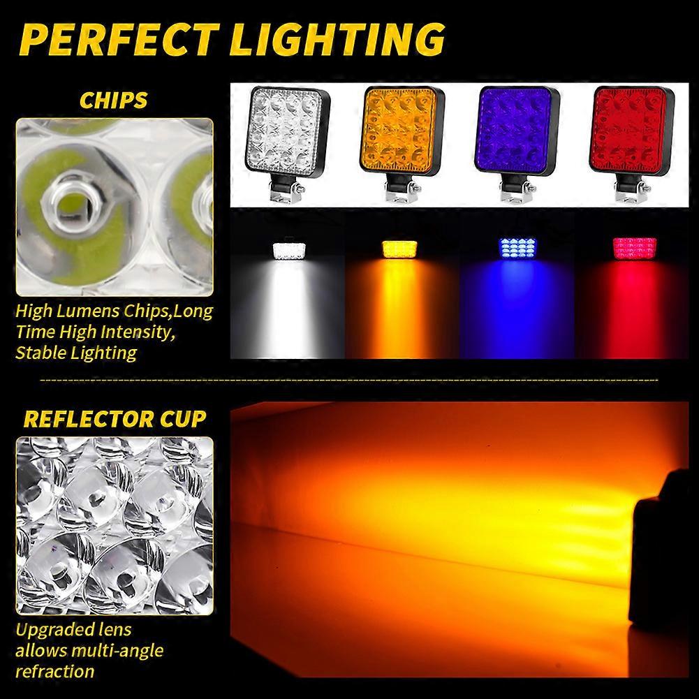 48w 16LED Car Work Light Pod Lighting Truck Off Road Tractor 12v Auto ...