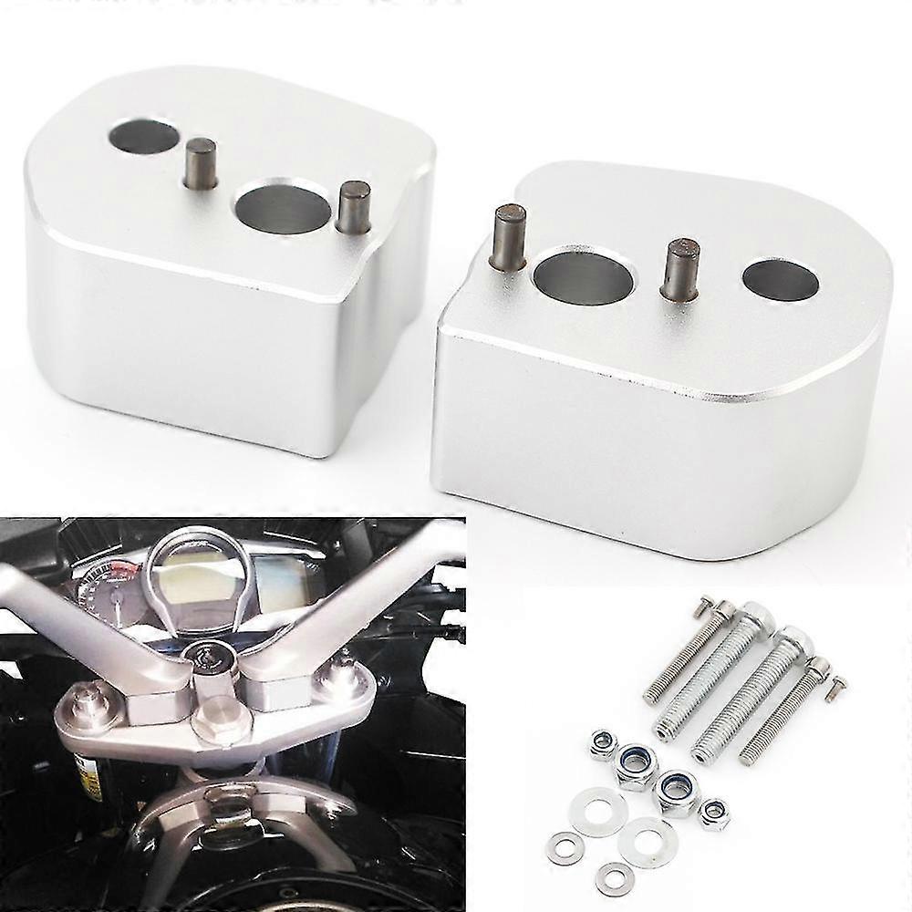 Motorcycle Handlebar Riser Bar Mount Handle Clamp Silver Accessories ...