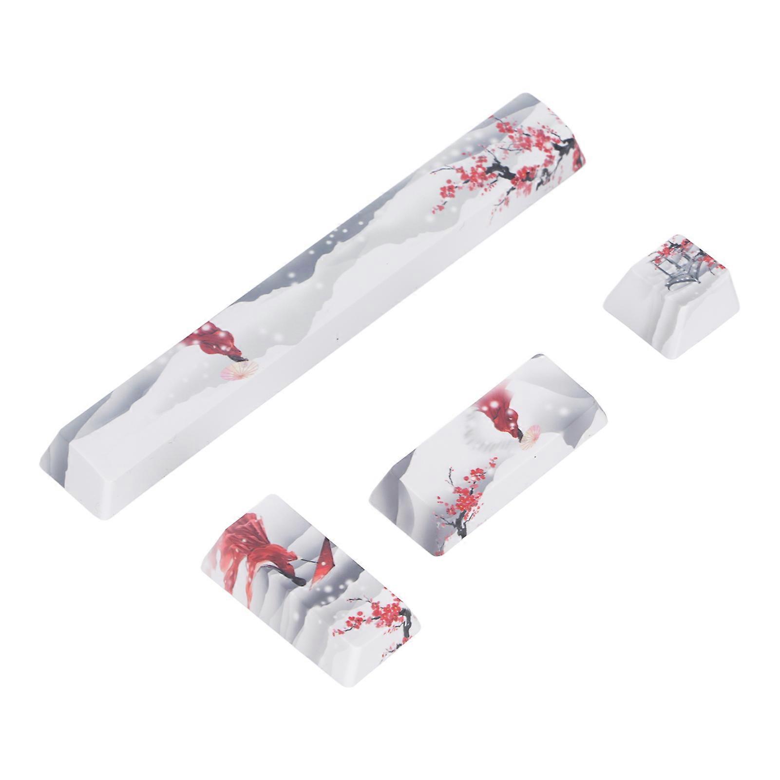 Keycap 4 Keys Ice Capped Mountain Snow Girl Pattern Space ESC Enter ...