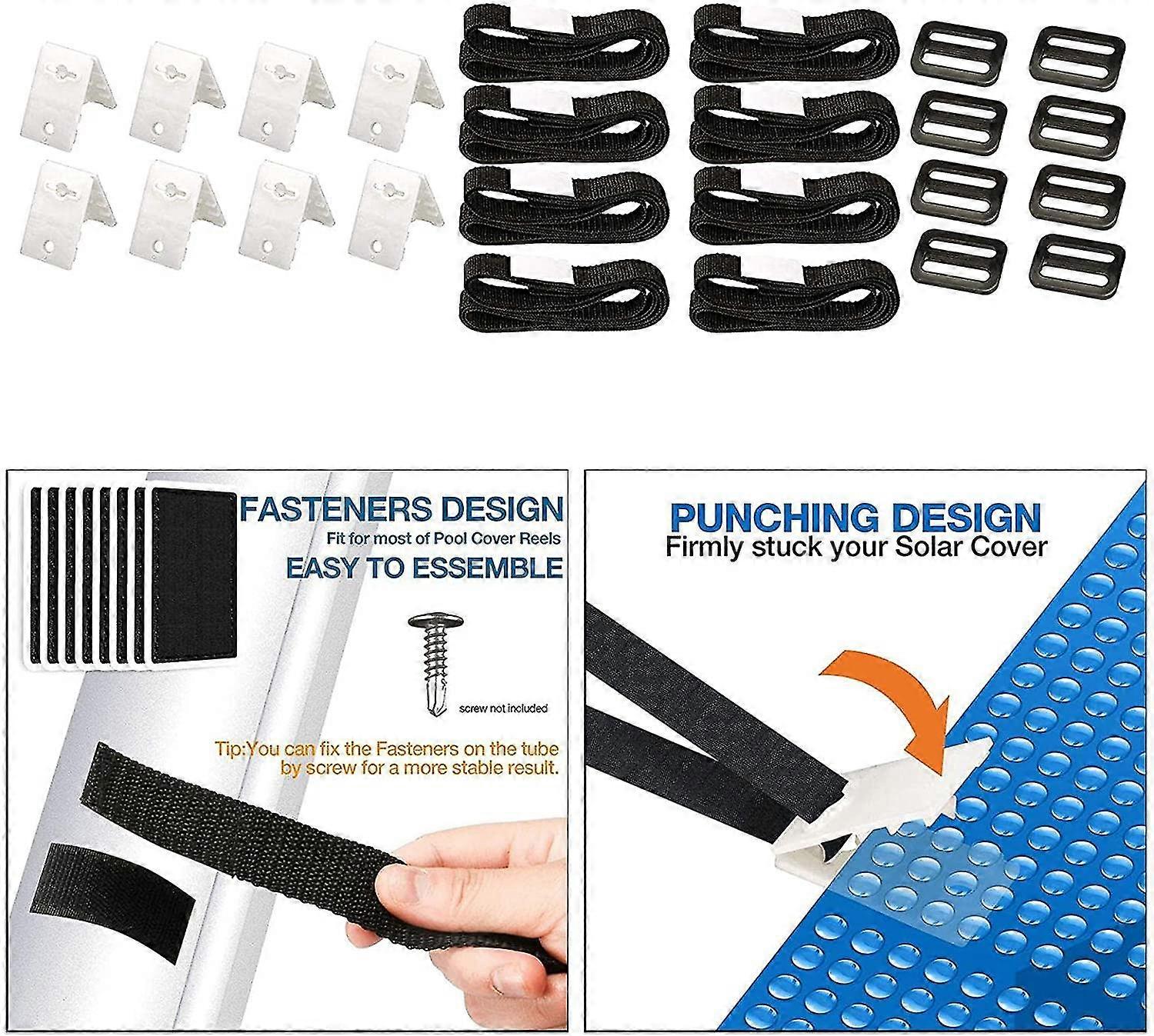 Pool Solar Cover Reel Attachment Kit, Pool Cover Clips, Include 8 Nylon ...
