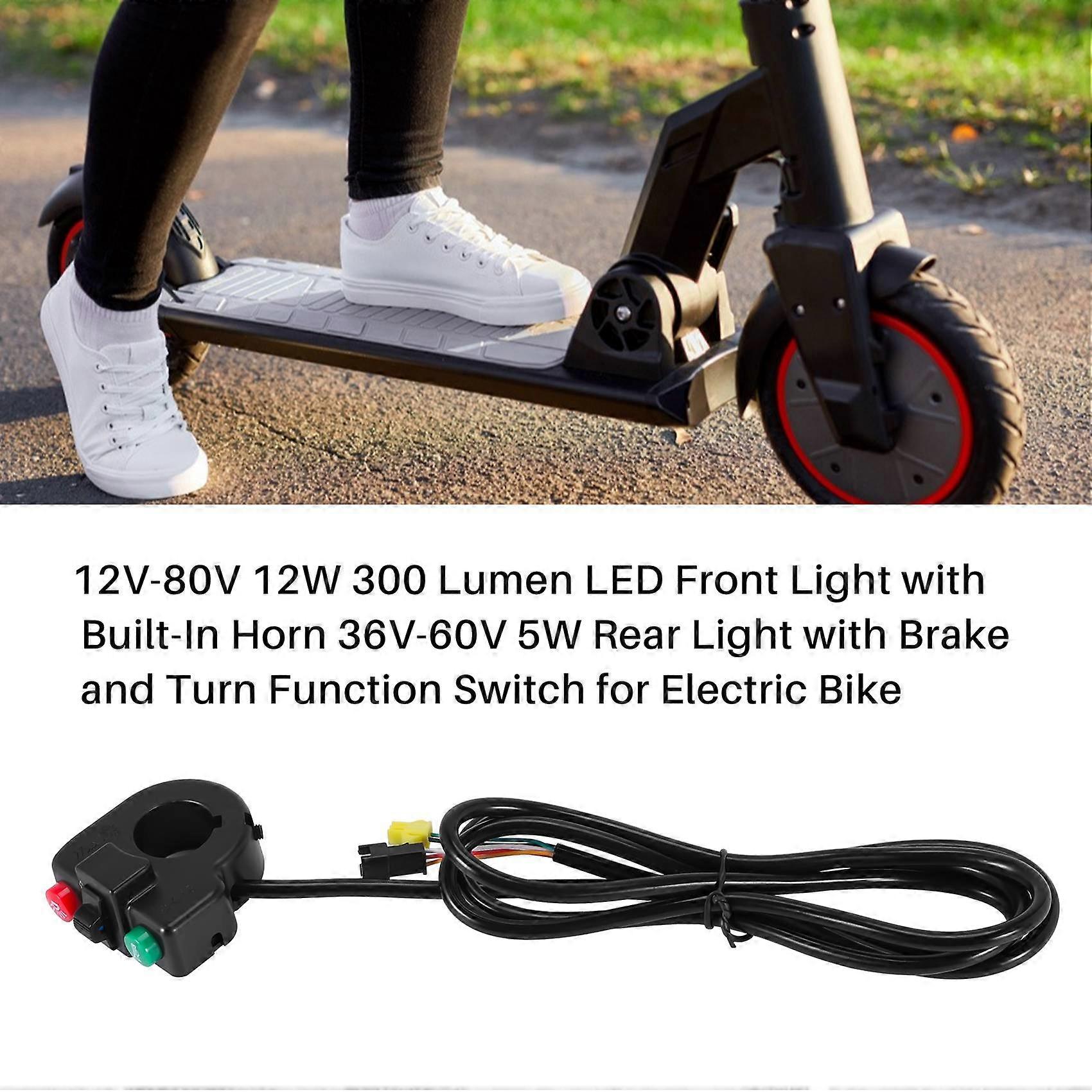 12V-80V 12W 300 Lumen LED Front Light with Built-In Horn 36V-60V 5W ...