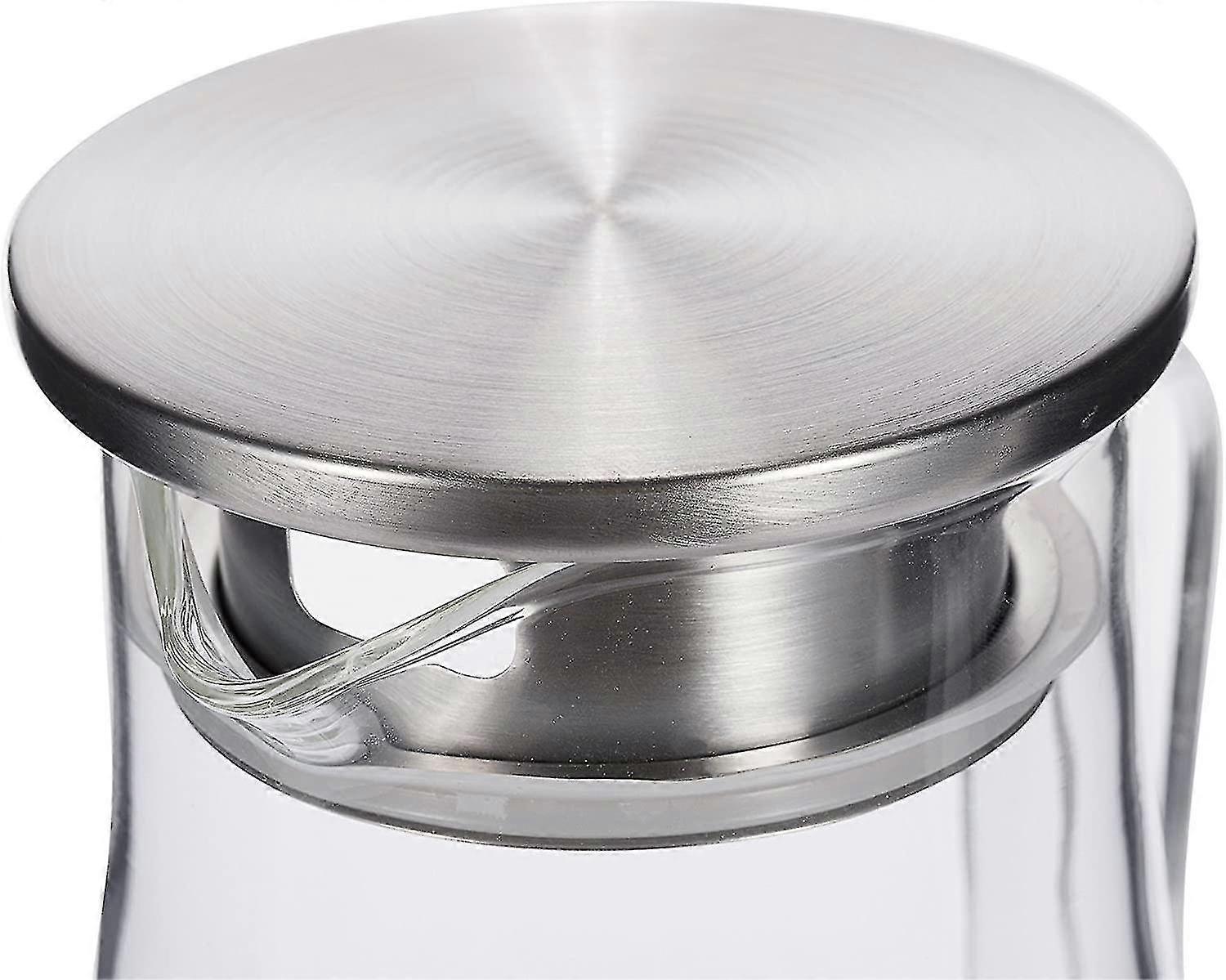 Glass Carafe Heat Resistant Thick Glass Pitcher With Stainless Steel ...