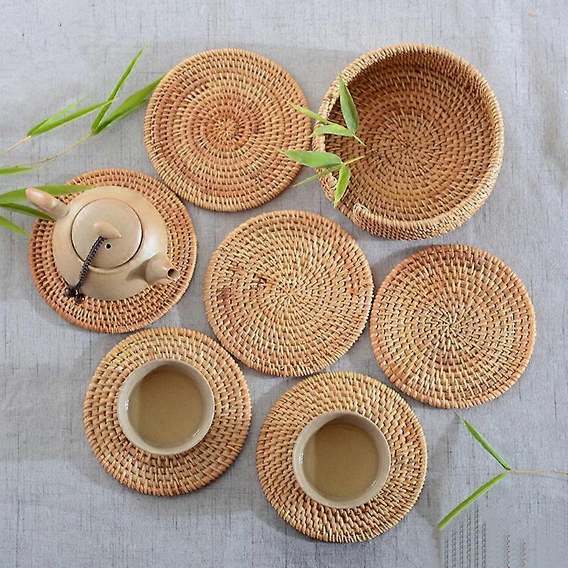 Heat Insulation Handmade Rattan Plate Coaster Placemat Mat Kitchen Cup ...