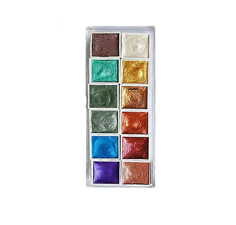 12 Color Metal Watercolor Painting Pigment Transparent Subpackage Set ...