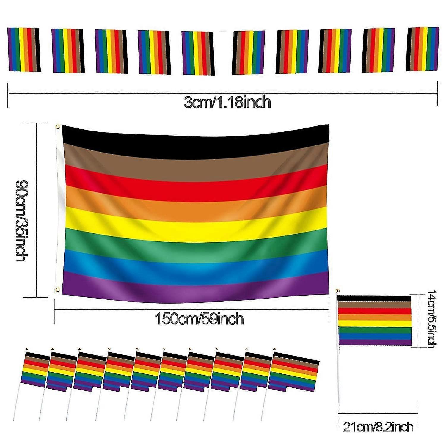 Rainbow Pride Flag | Rainbow Flag Banner,59 * 35in Large Flag, 9.8in ...