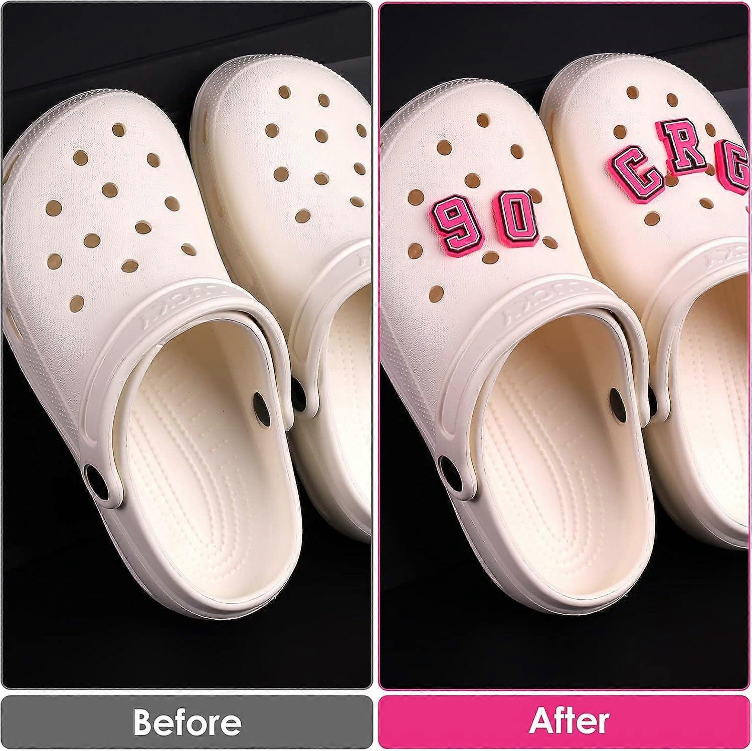 Pack of 37 Shoe Pins Pink Alphabet Numerical Shoe Charms A-Z Alphabet ...