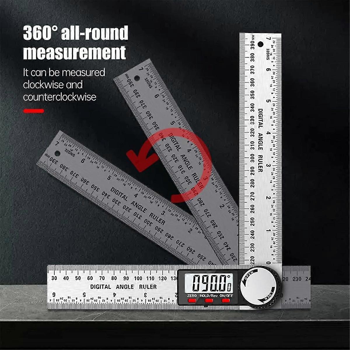 Digital Display Angle Ruler,2-In-1 Precision Ruler & Digital Angle Finder Protractor, (Stainless ...