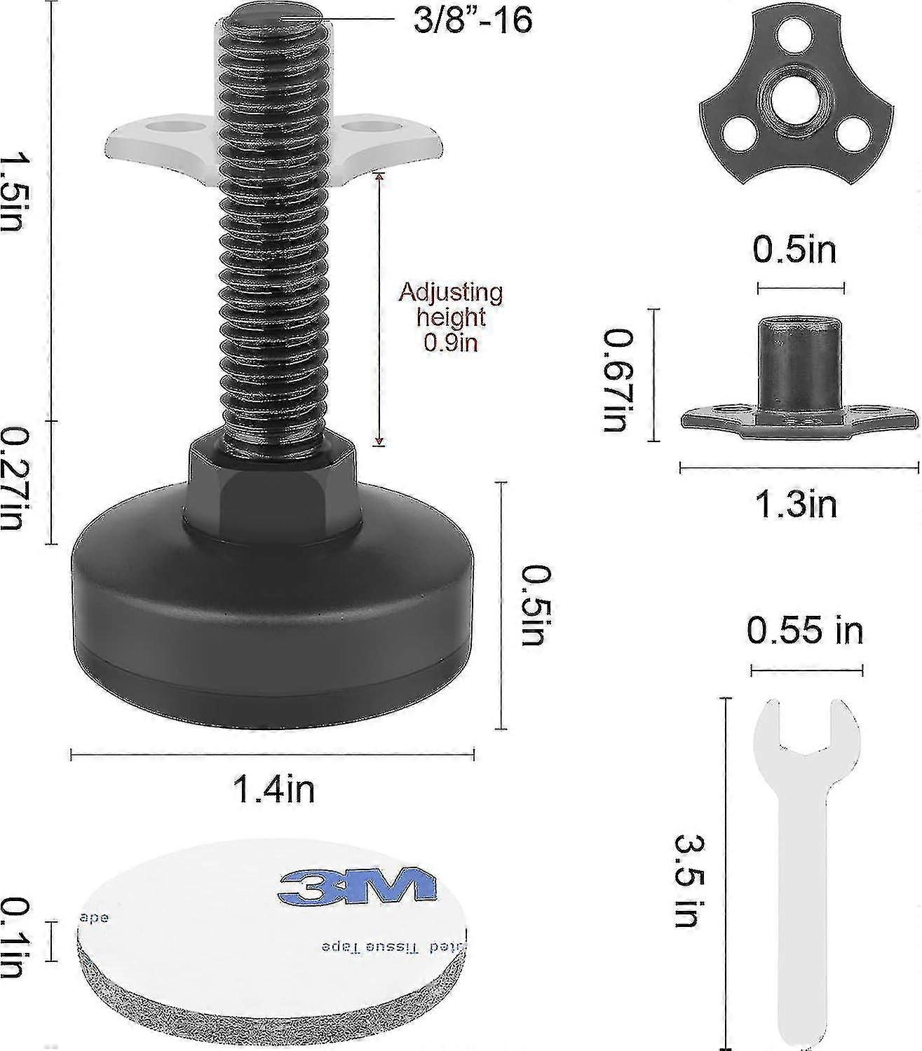 Heavy Duty Furniture Levelers 3/8''-16 Thread W/ T-nut Kit Furniture ...