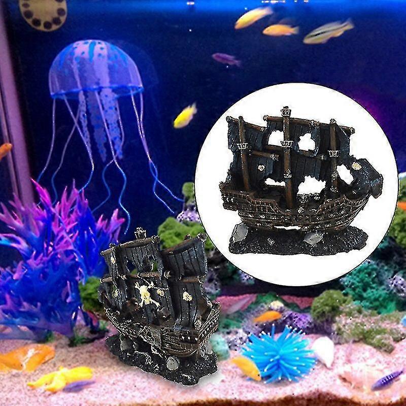 Resin Pirate Ship Decoration, Aquarium Beautification, Fh Tank ...