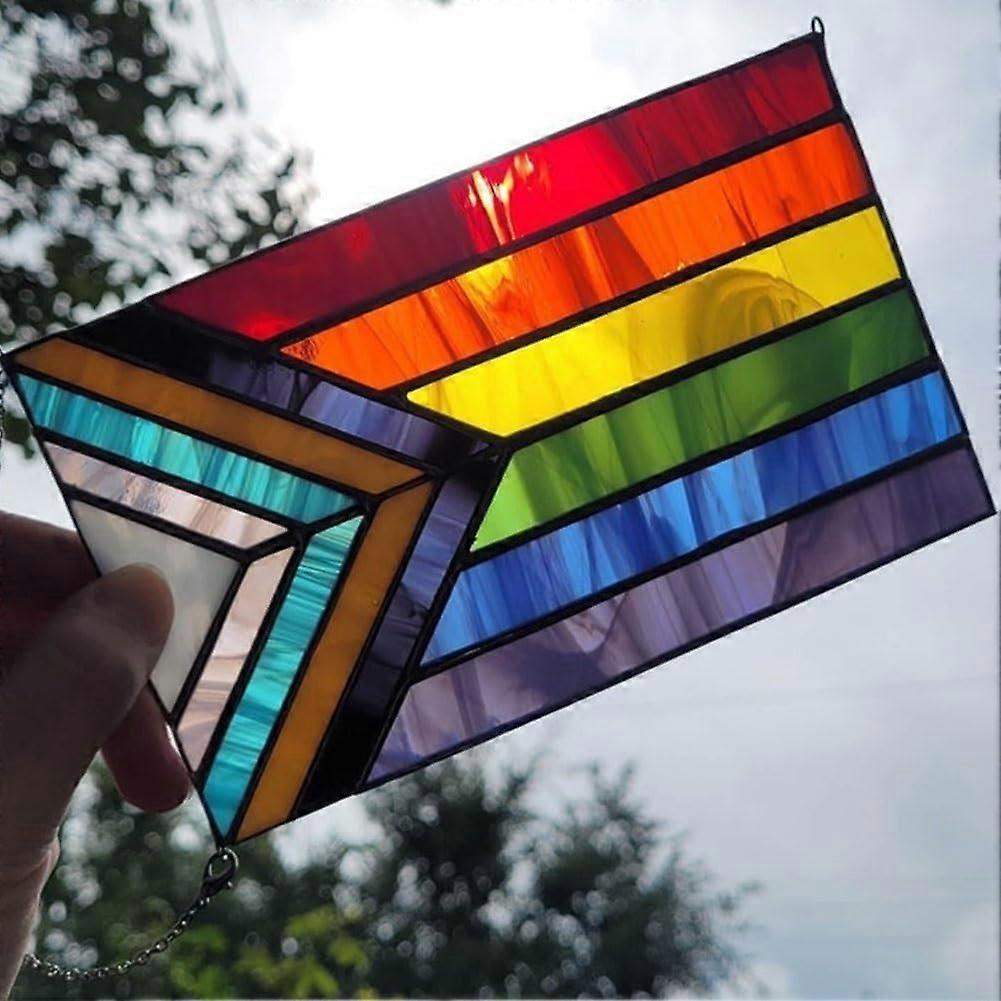 Progress Pride Stained Glass Flag, Pride Flag Suncatcher for Windows ...