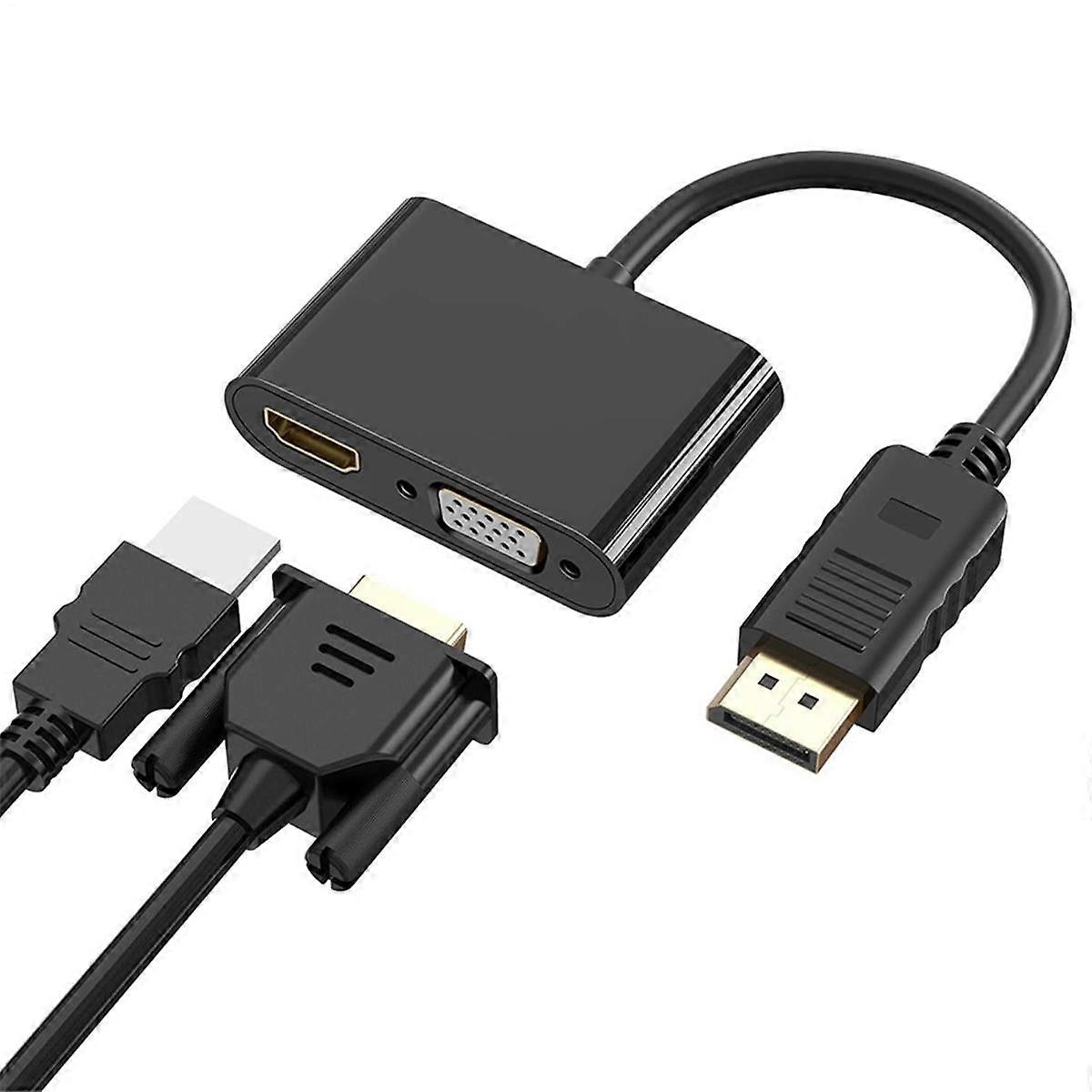 DisplayPort to VGA+HDTV Converter Computer Monitor Adapter Cable DP ...