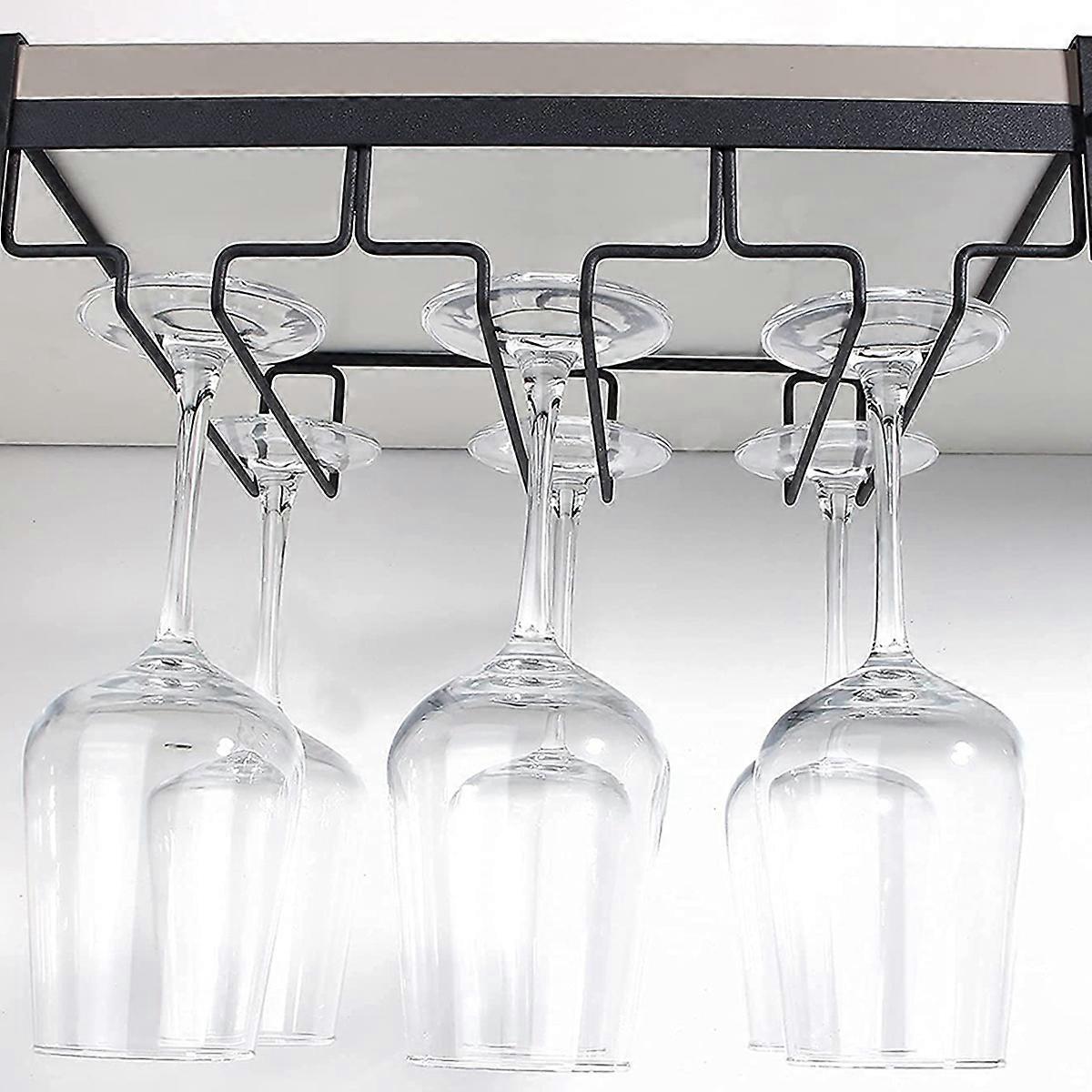 Wine Glass Rack Under Cabinet,3 Rows Hanging Stemware Rack Metal ...