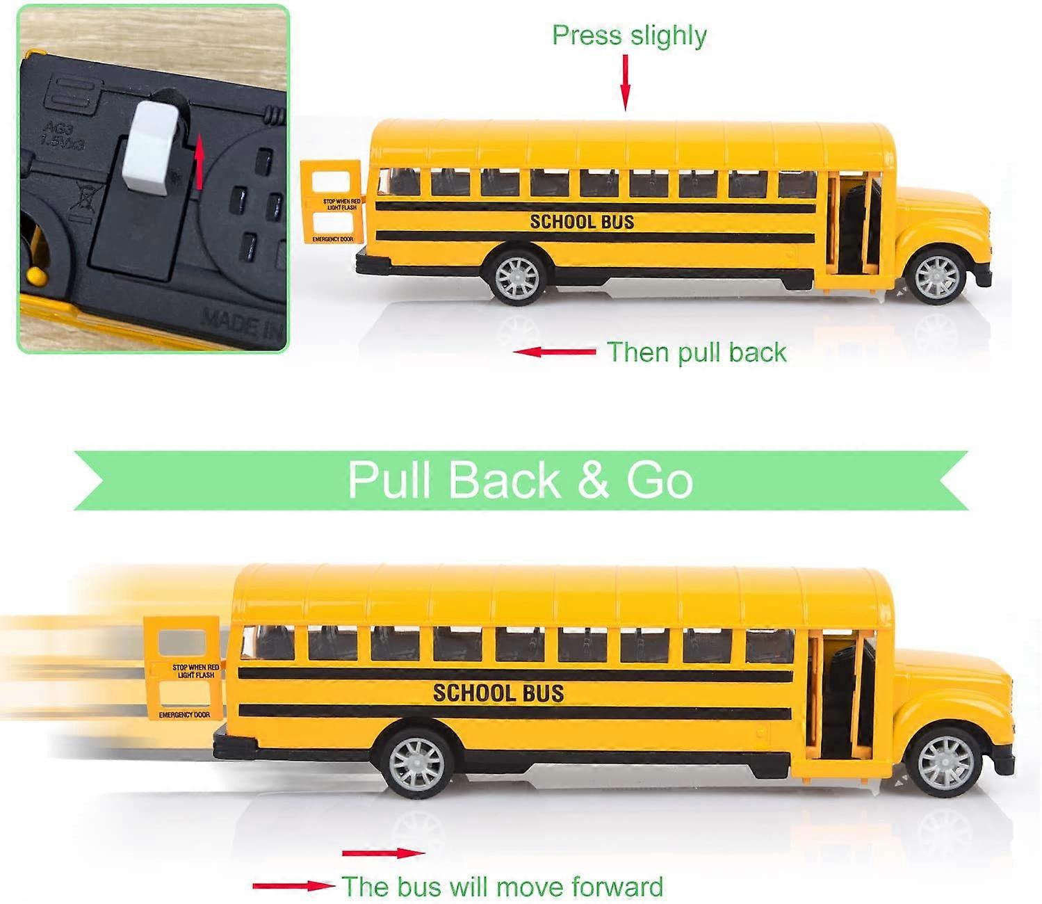 School Bus Toy for Toddlers, 8.5 inch Die Cast Pull Back Cars Yellow ...