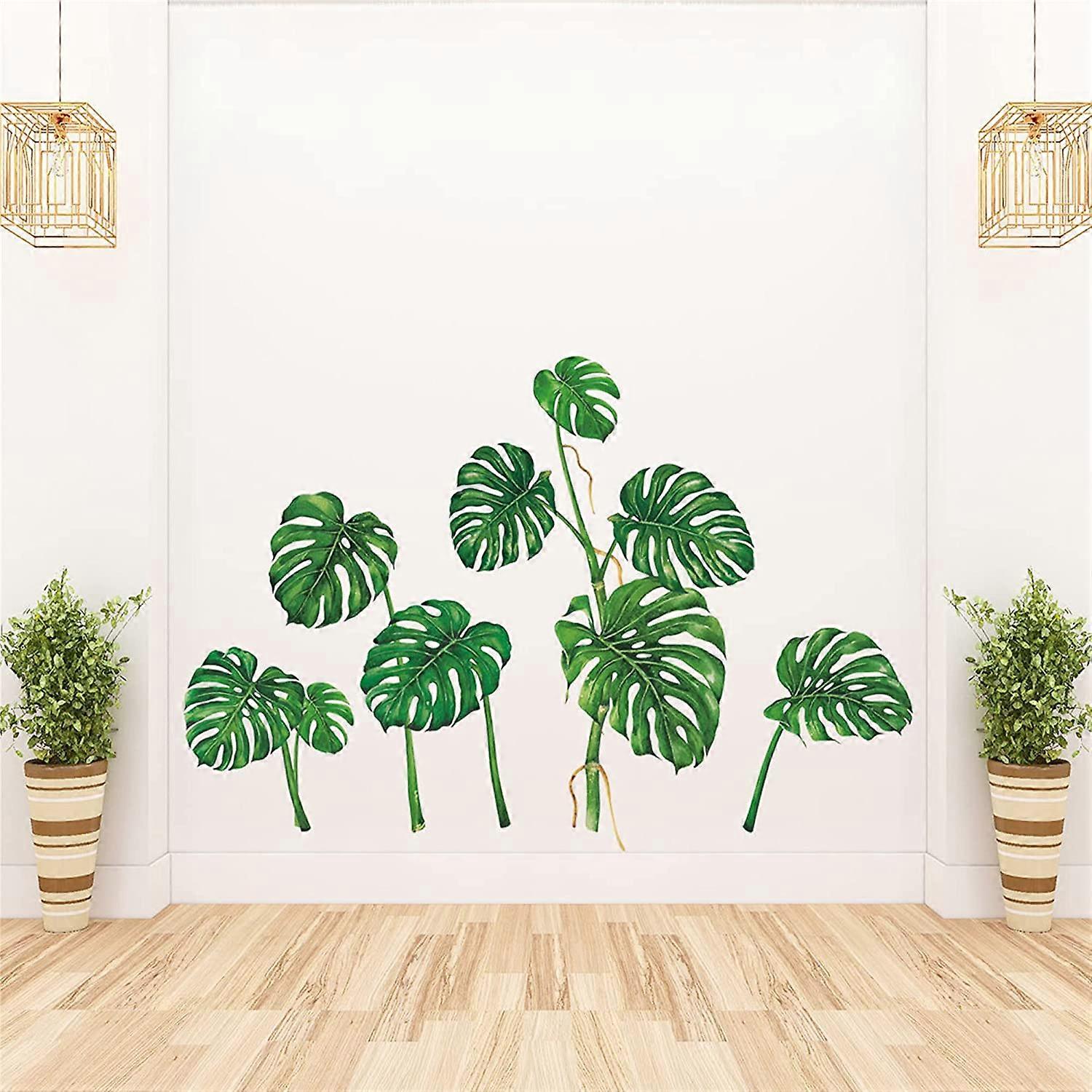 Tropical Leaves Stickers Green Leaves Wall Stickers Monstera Deliciosa ...
