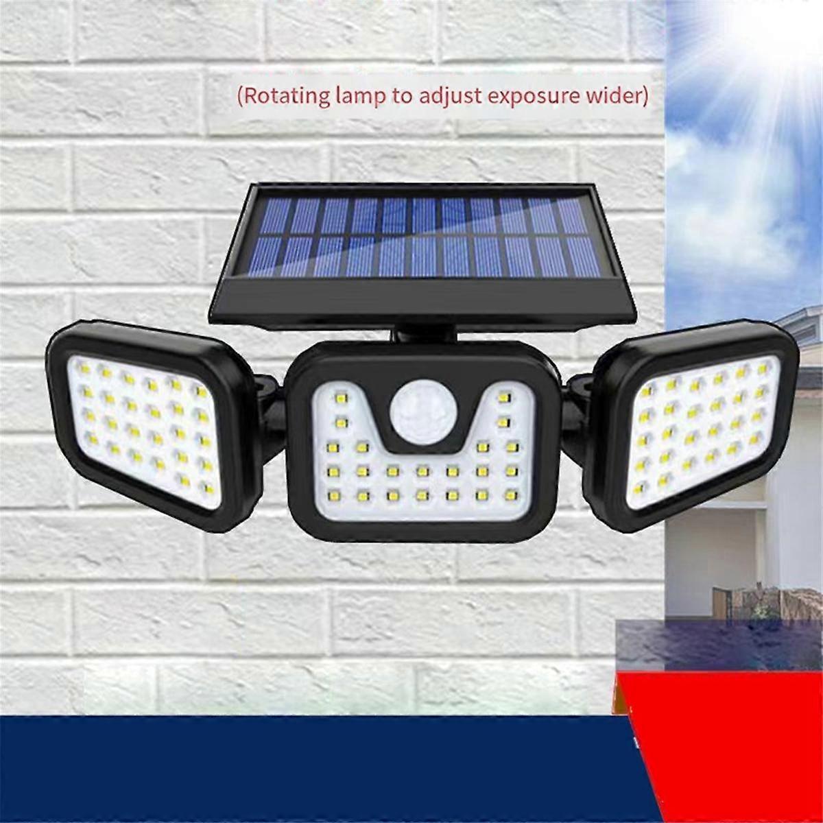 Solar Induction Floodlight Waterproof 74LED Three-Head Foldable ...