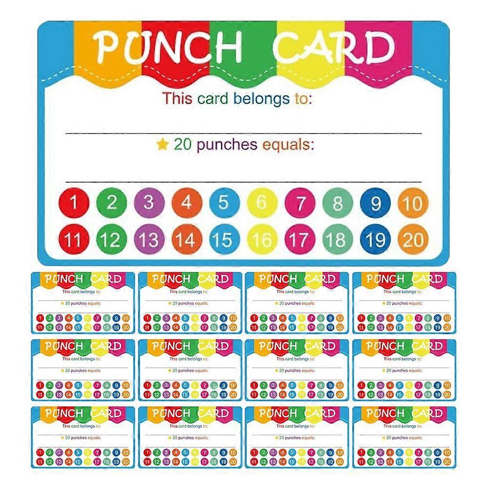 50pcs Cartoon Punch Cards Incentive Reward Cards School Punch Cards ...