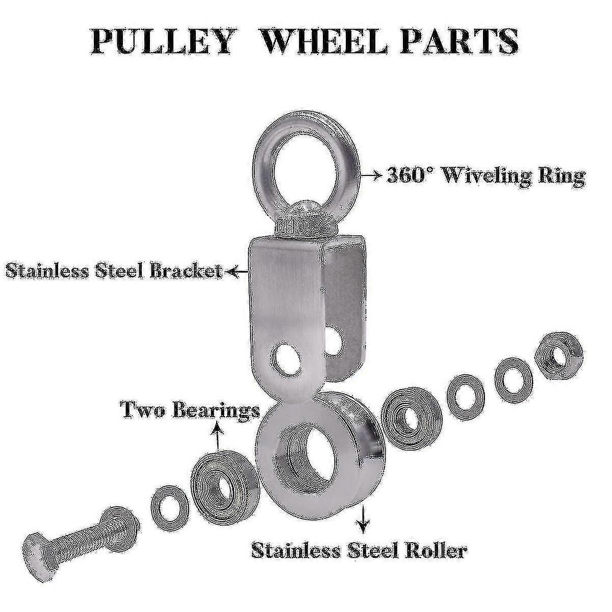 500kg Heavy Duty Lifting Pulley with 2 Bearings, 48mm Cable Pulley for ...