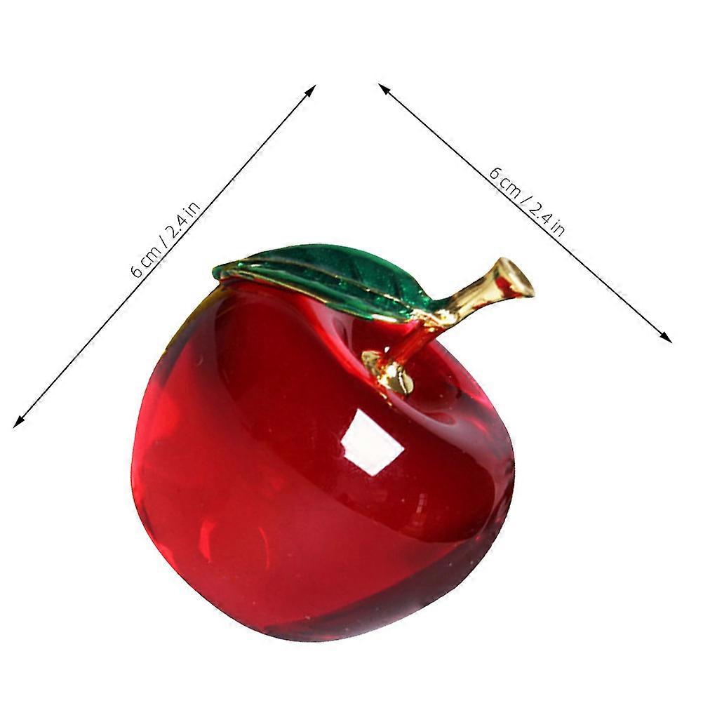 Water Crystal Apple Sculpture for Decor 2Pcs Glass Fruit Figurine ...