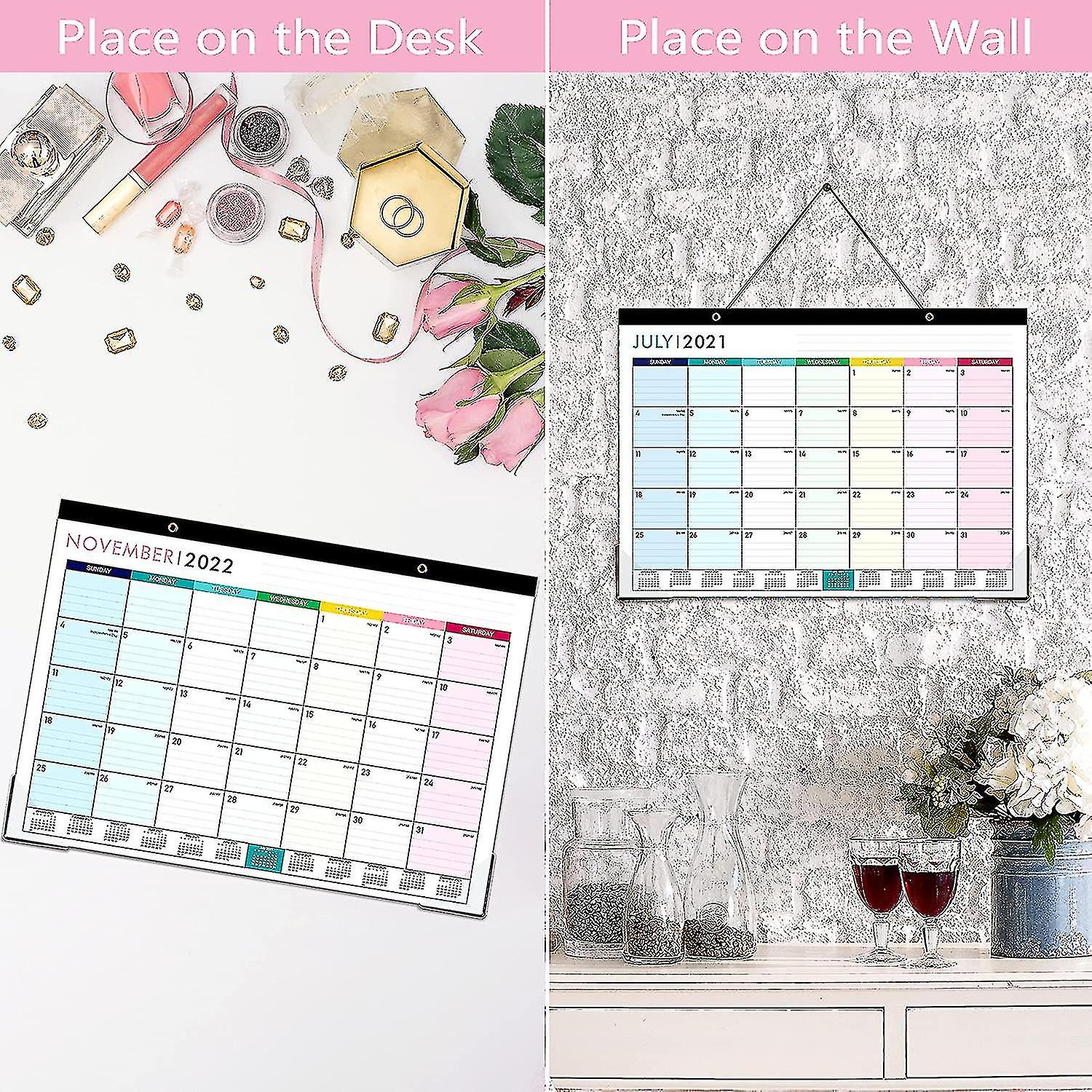 2021-2022 Desk Calendar - 18 Monthly Desk/wall Calendar 2-in-1,16.8" X ...