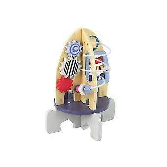Wooden rocket toy with beads, gears and shape sorter | Fruugo UK