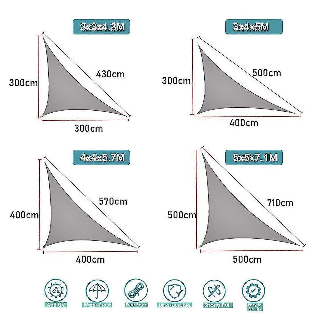 Outdoor Shade Sail Waterproof Sun Shelter Triangle Sunshade Protection ...